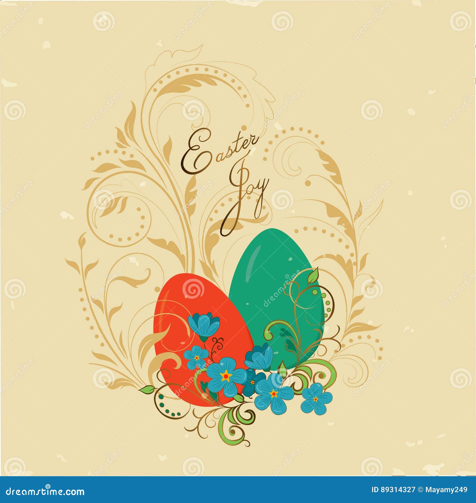 Vintage card Easter joy stock illustration. Illustration of graphic ...