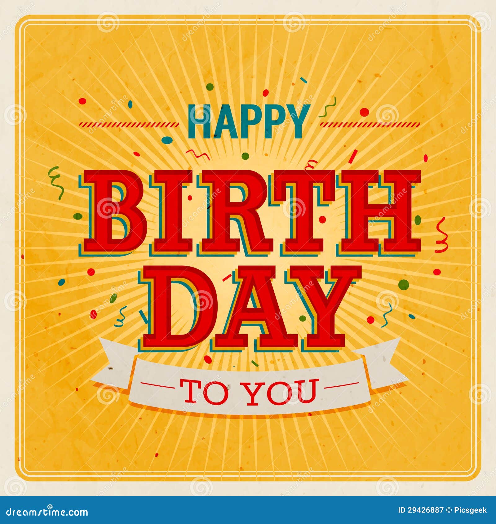 Vintage Card - Happy Birthday. Stock Vector - Illustration of date ...