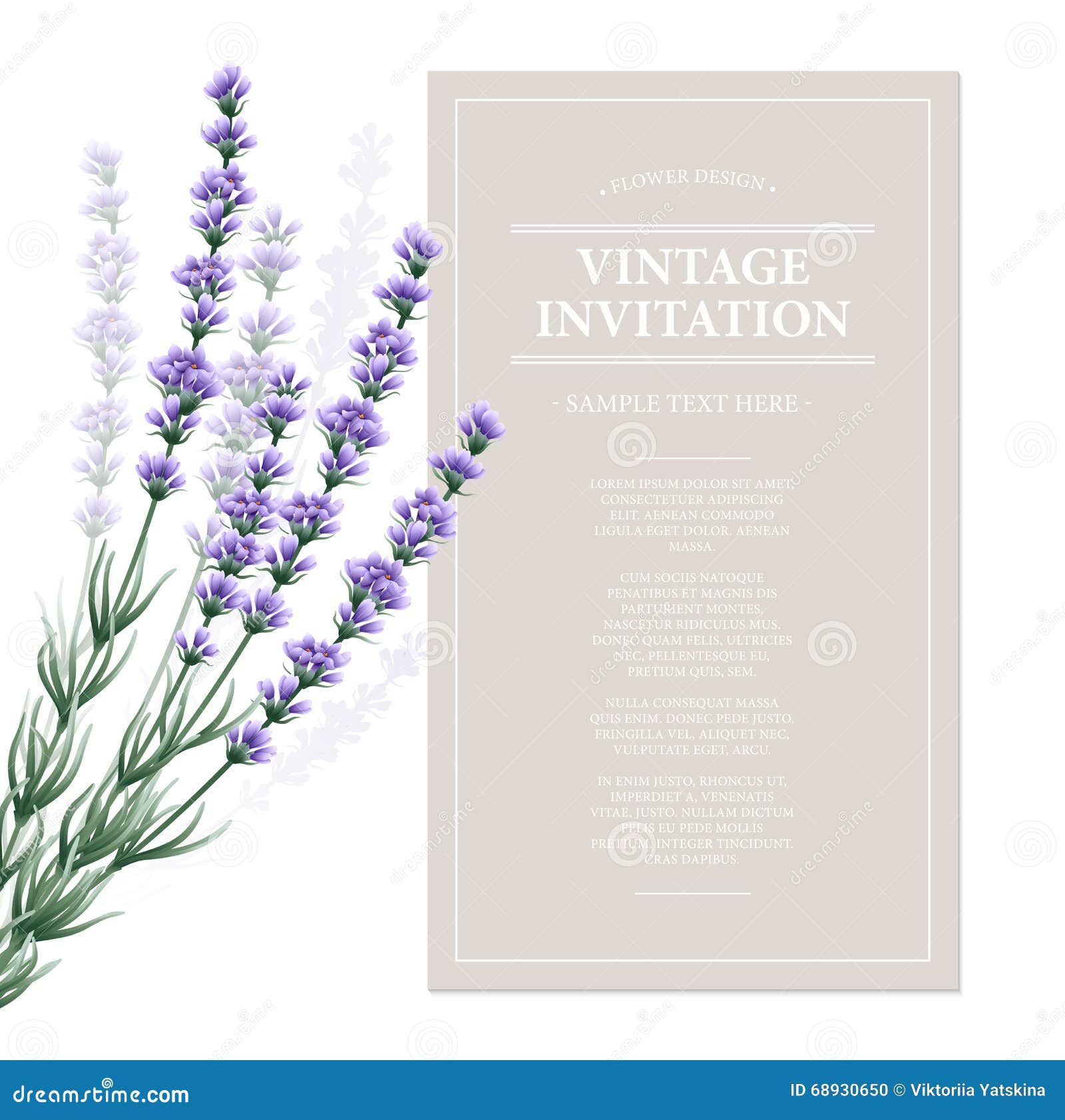 Vintage Card with Lavender Flowers. Vector Illustration Stock Vector ...