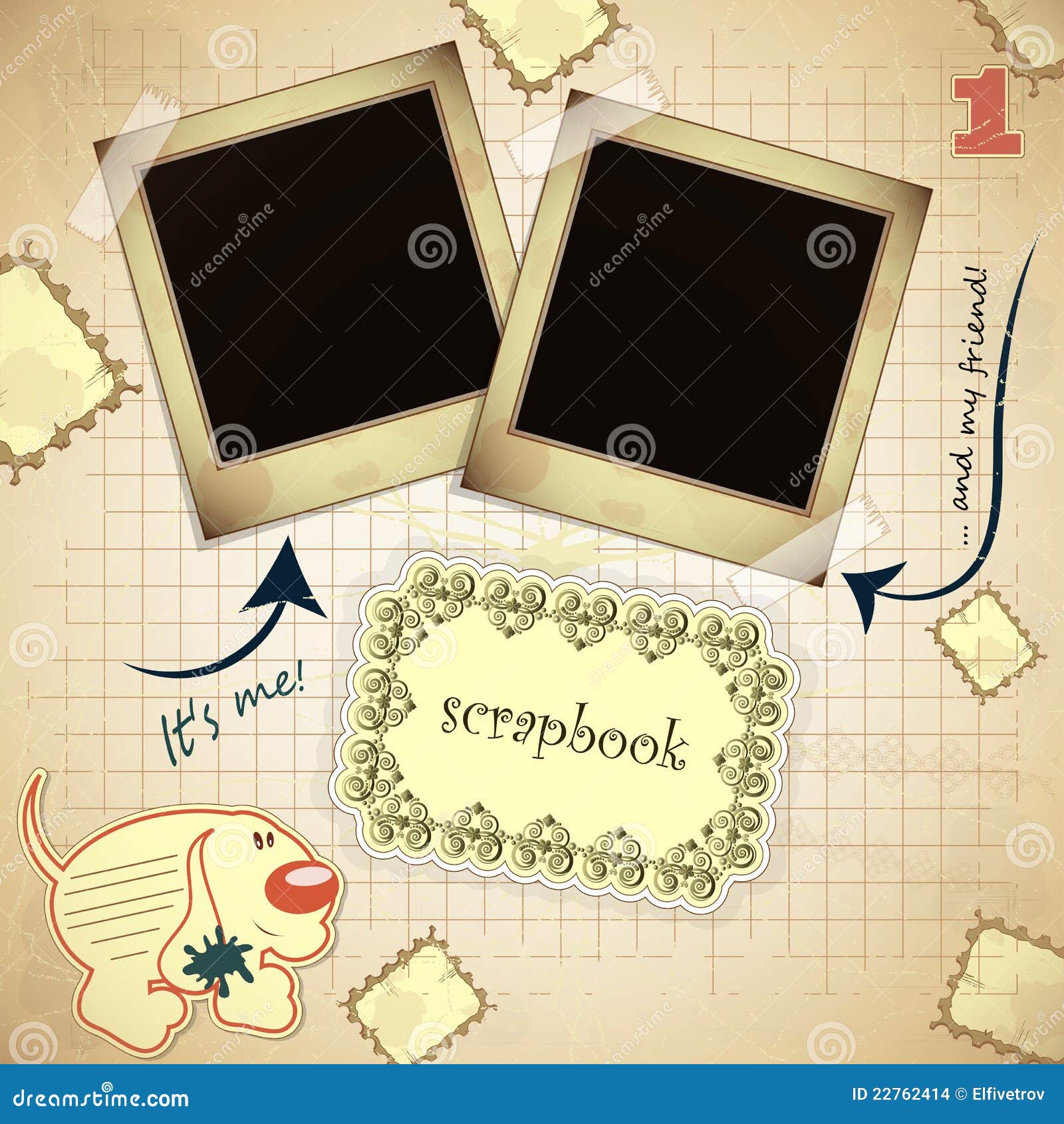 Vintage Card with Photo Frame - Scrapbook Style Stock Vector ...