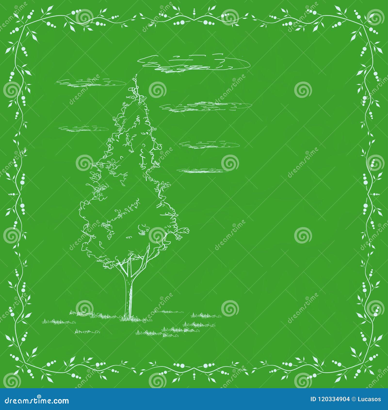 Vintage Card Template with Tree Stock Illustration - Illustration of ...