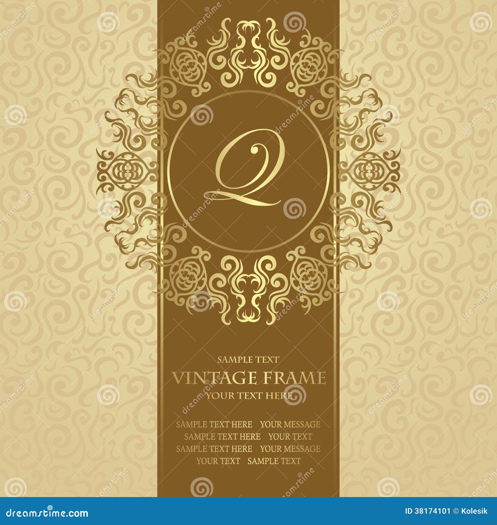 Vintage Card with Vintage Frame Stock Vector - Illustration of pattern ...