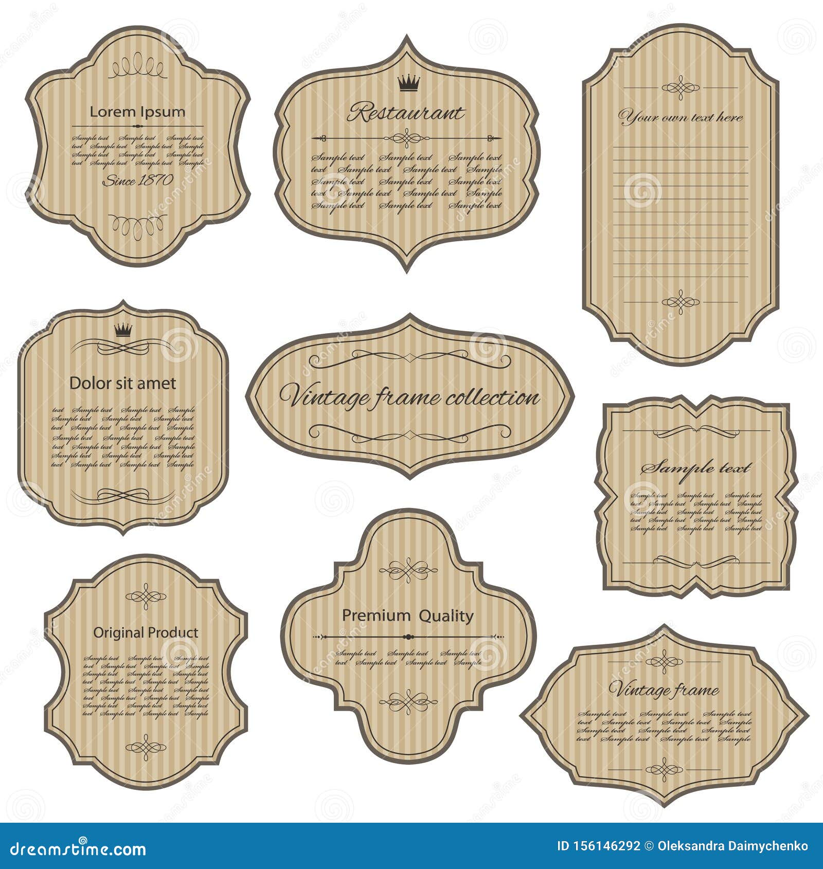 Vintage Cardboard Frame and Label Set. Stock Vector - Illustration of ...