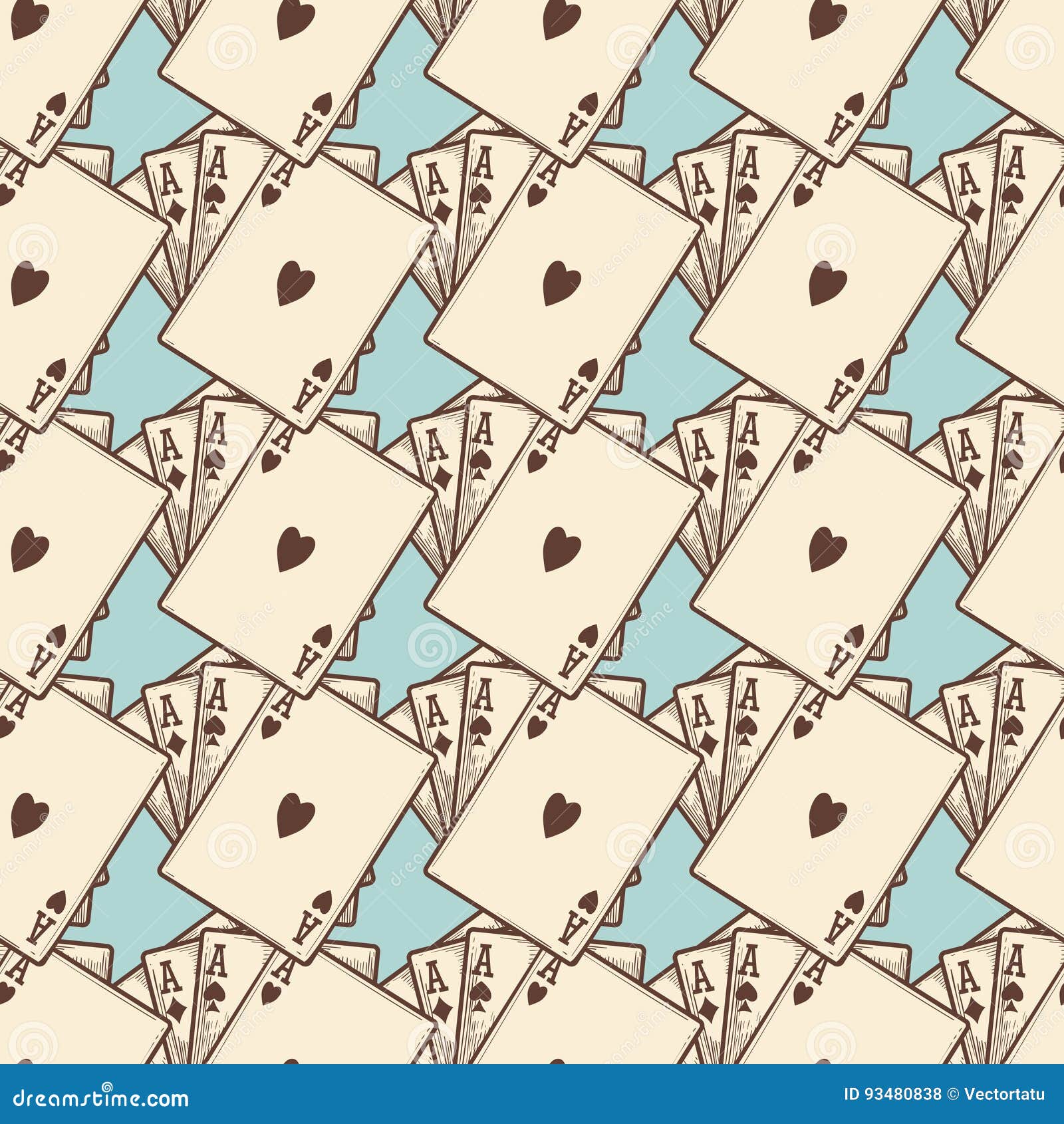 Vintage Cards Seamless Pattern Stock Vector - Illustration of element ...