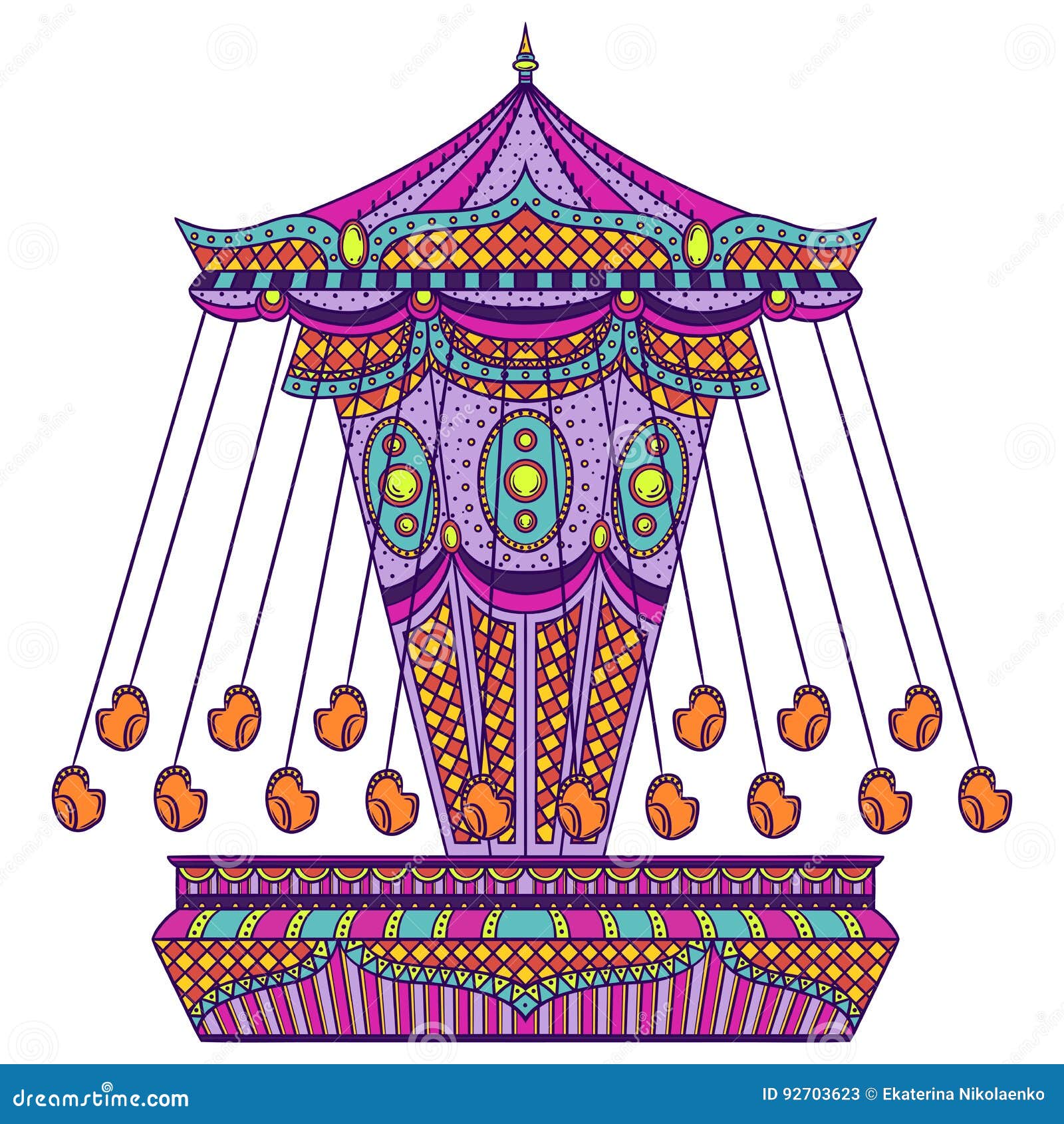 Vintage carousel stock vector. Illustration of entertainment - 92703623