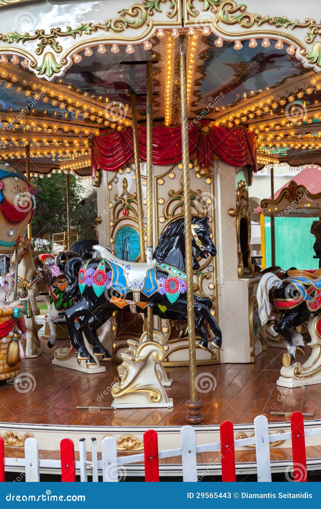 Vintage Carousel or Merry-go-round Stock Image - Image of circle ...