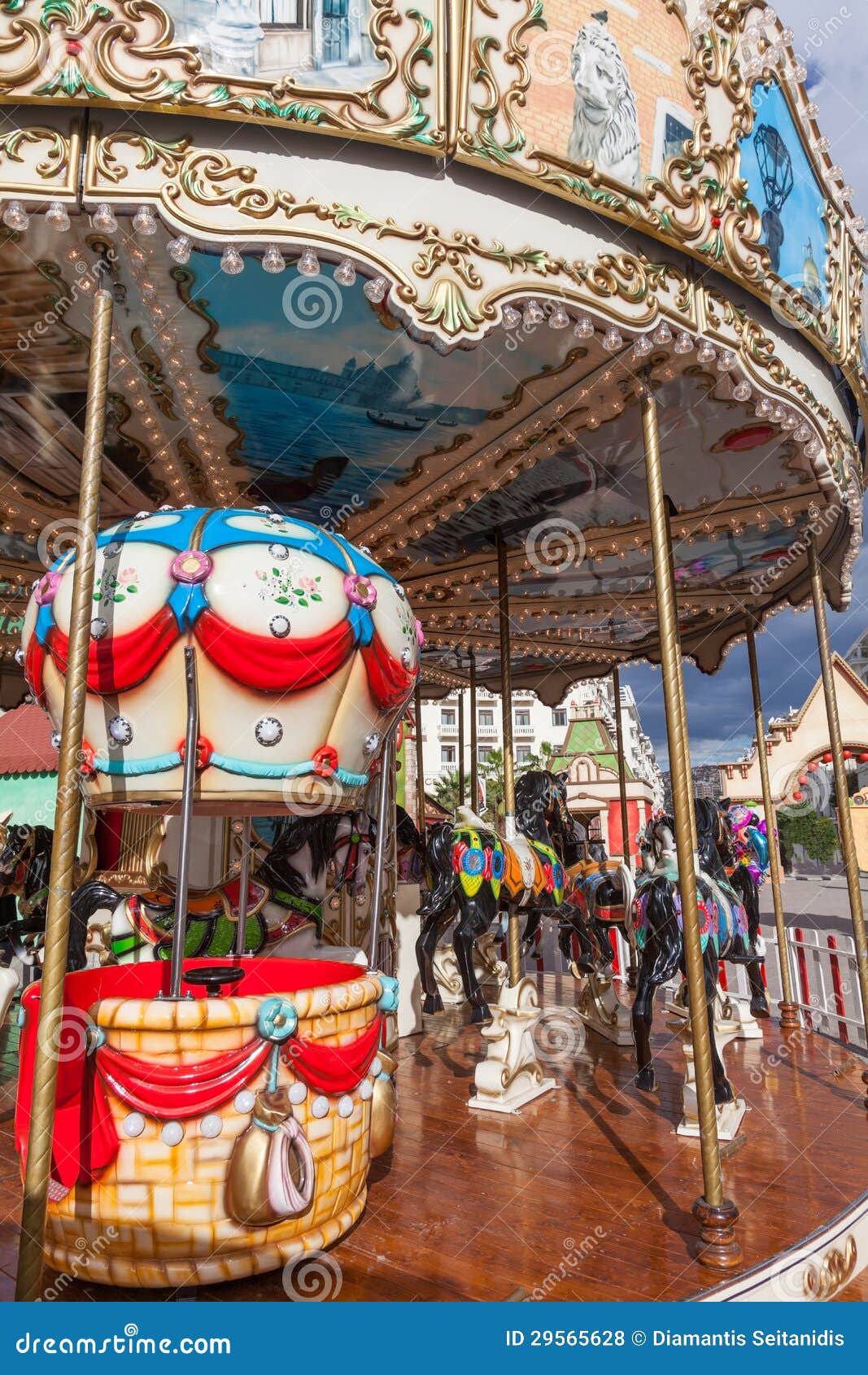 Vintage Carousel or Merry-go-round Stock Photo - Image of enjoyment ...