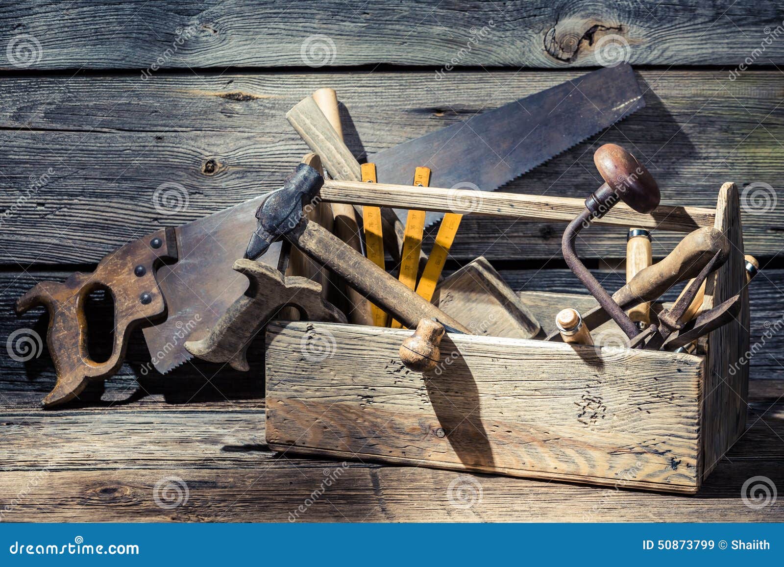 Vintage Carpenters Box with Tools Stock Image - Image of vintage ...