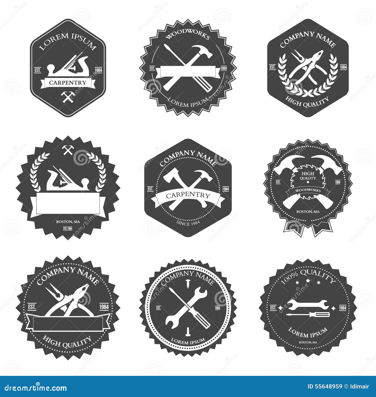 Vintage Carpentry Tools, Labels and Design Stock Vector - Illustration ...