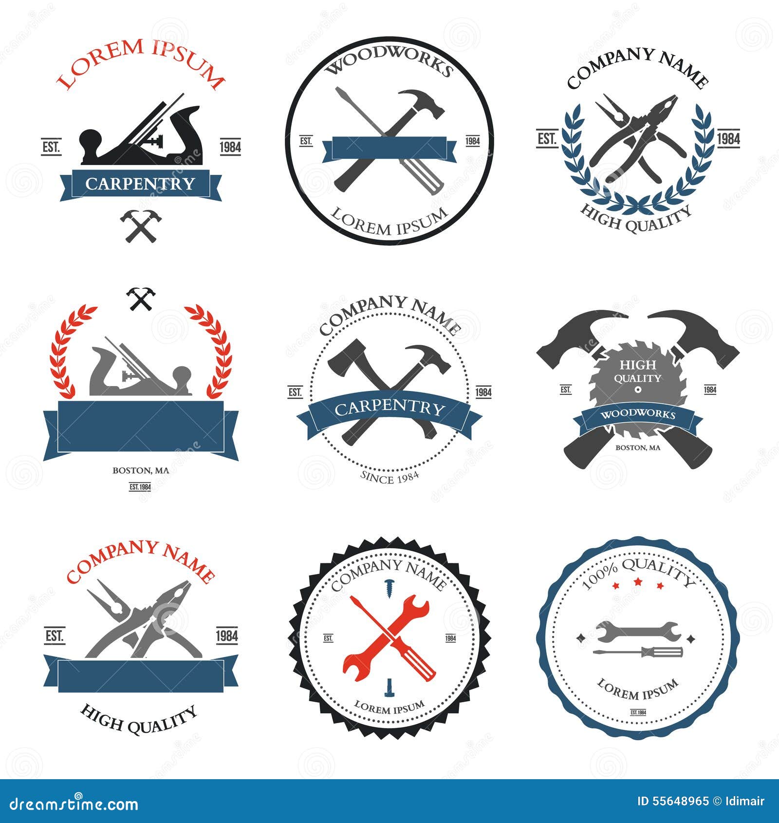 Vintage Carpentry Tools, Labels and Design Stock Vector - Illustration ...