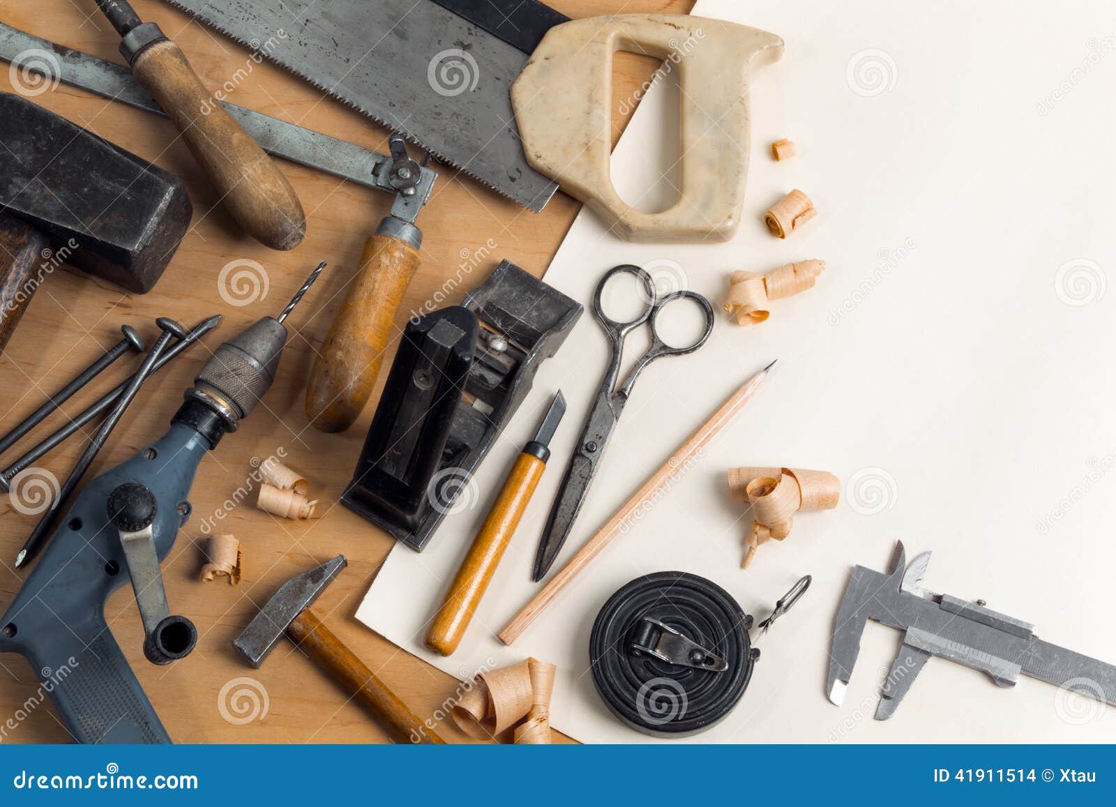 Vintage Carpentry Workplace Stock Photo - Image of filings, craftsman ...