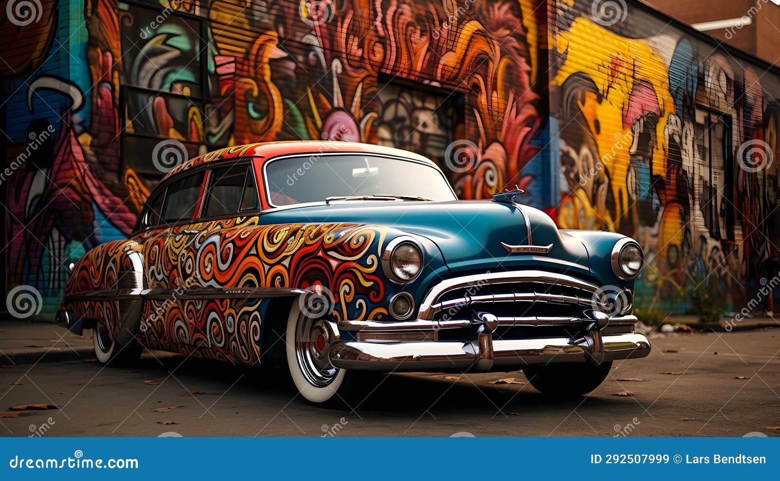 Vintage Cars Adorned with Creative Graffiti - AI Generated Stock ...