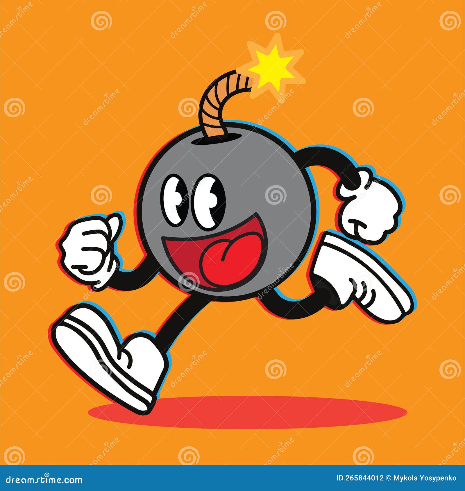 Vintage Cartoon Bomb Mascot Stock Vector - Illustration of dynamite ...