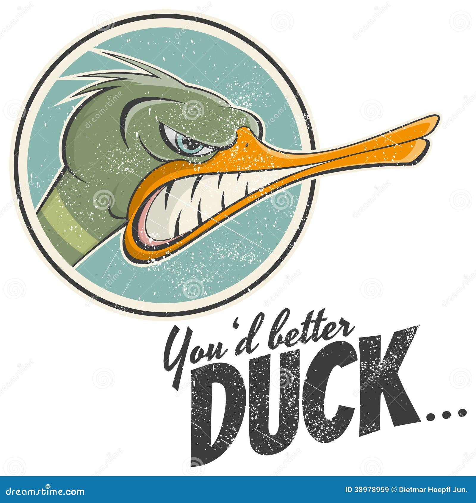 Vintage cartoon duck stock vector. Illustration of badge - 38978959