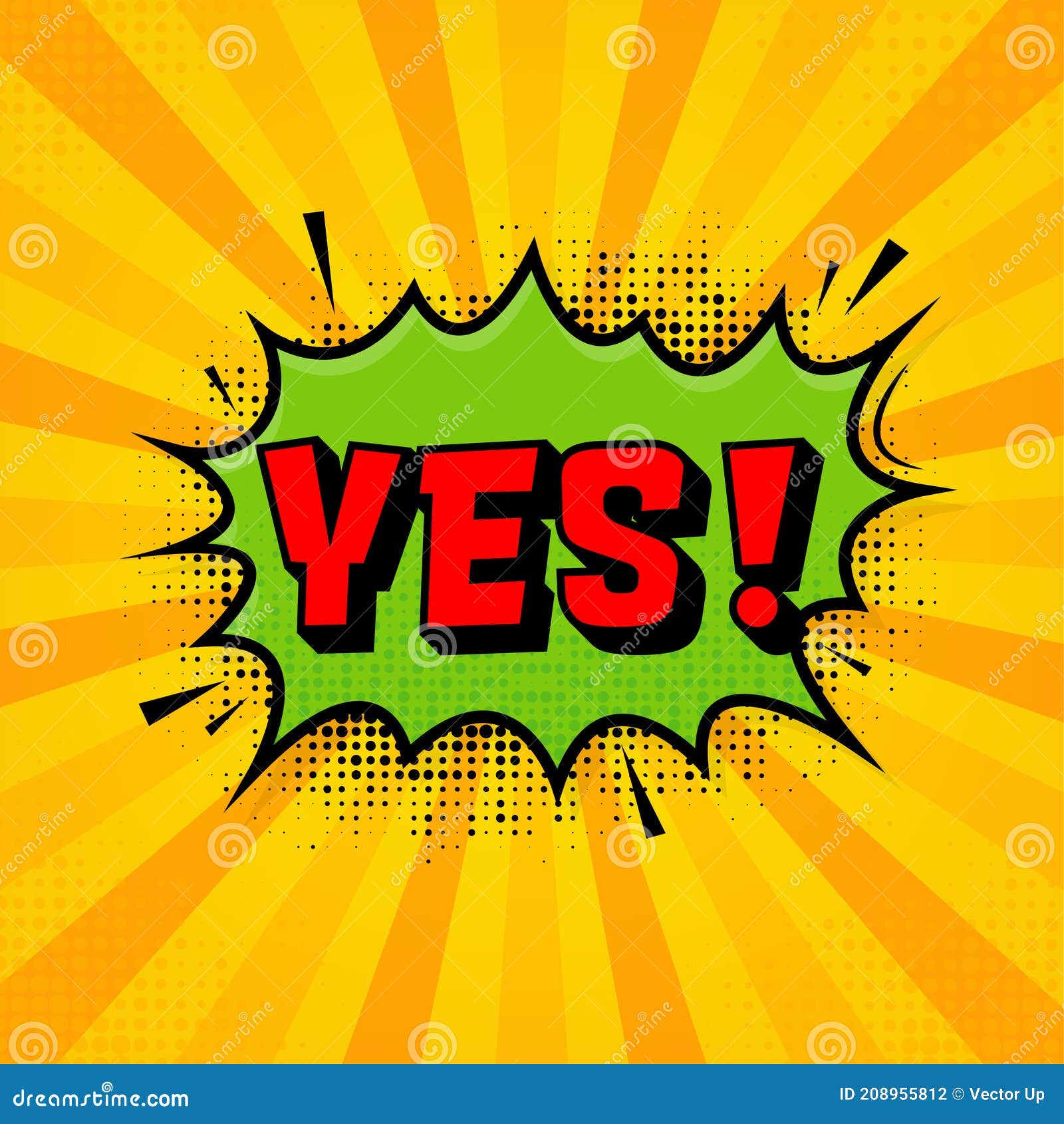 Vintage Cartoon Icon with Yes Pop. Abstract Icon. Stock Vector ...