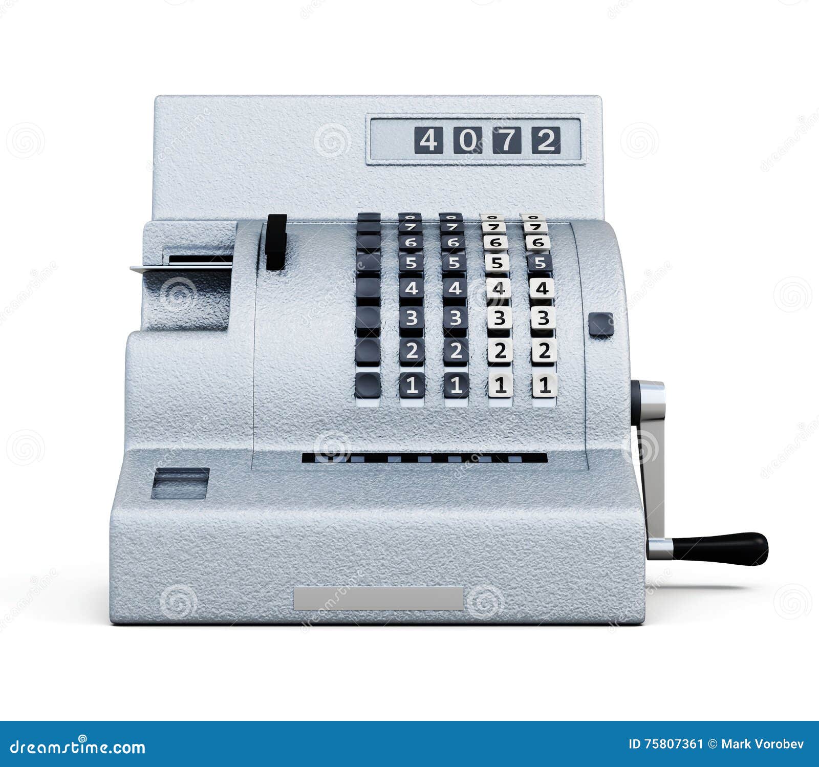 Vintage Cash Register Front View on White Background. 3 Stock ...