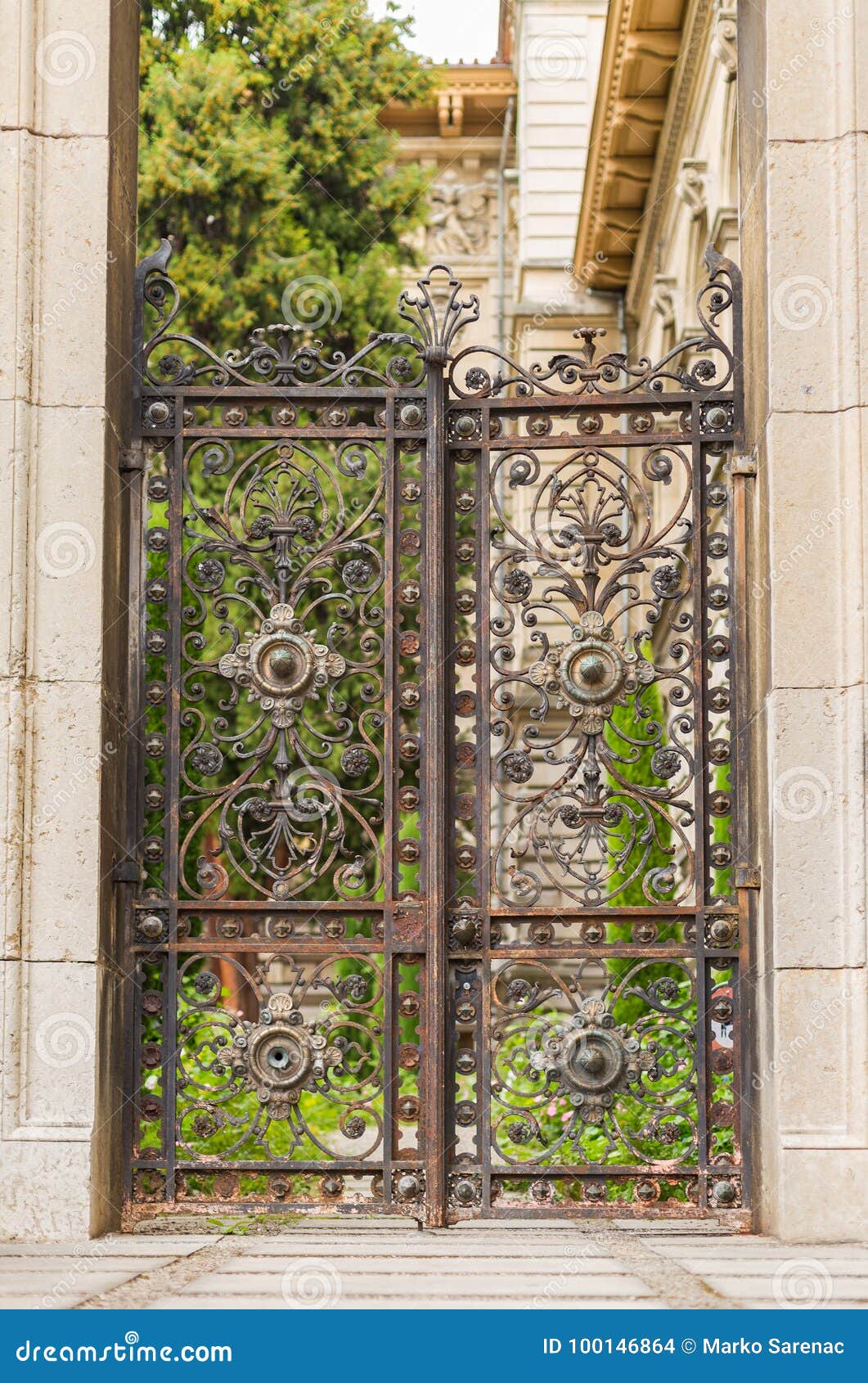 Rusty gate stock photo. Image of garden, forged, elegant - 100146864
