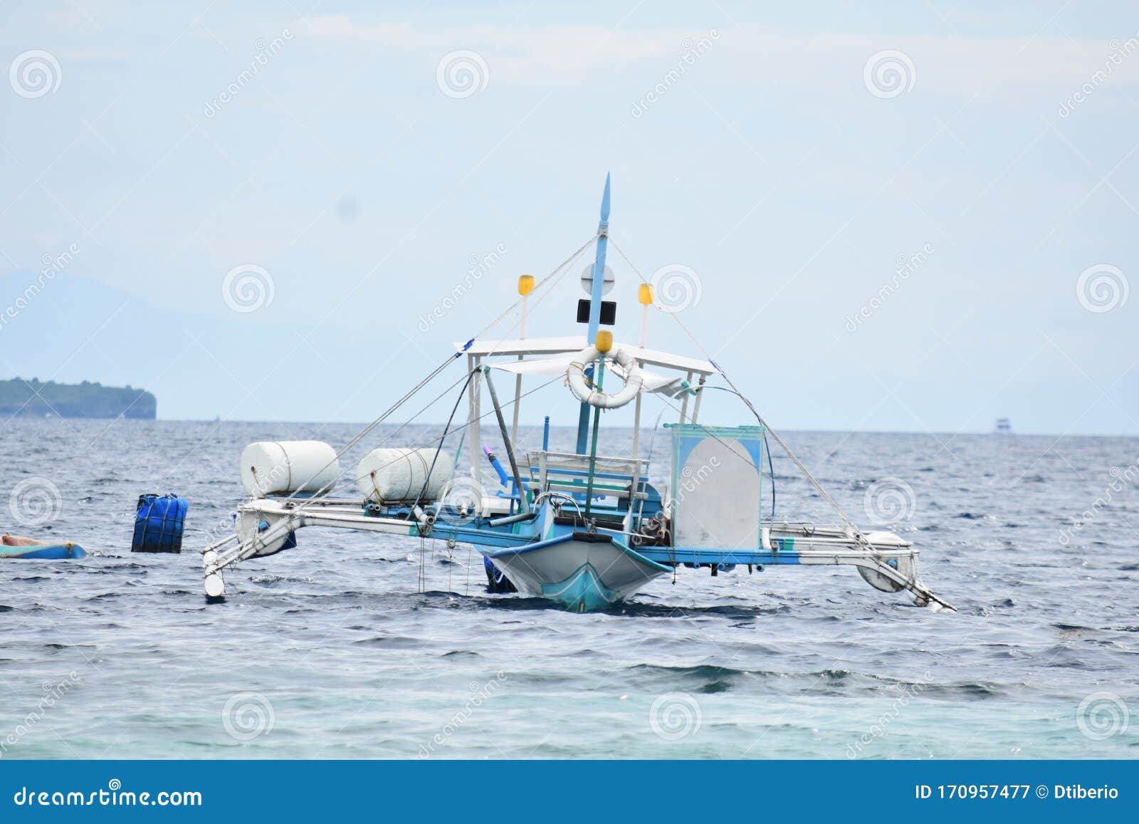 Vintage Catamaran Boat Floating in Ocean Editorial Photography - Image ...