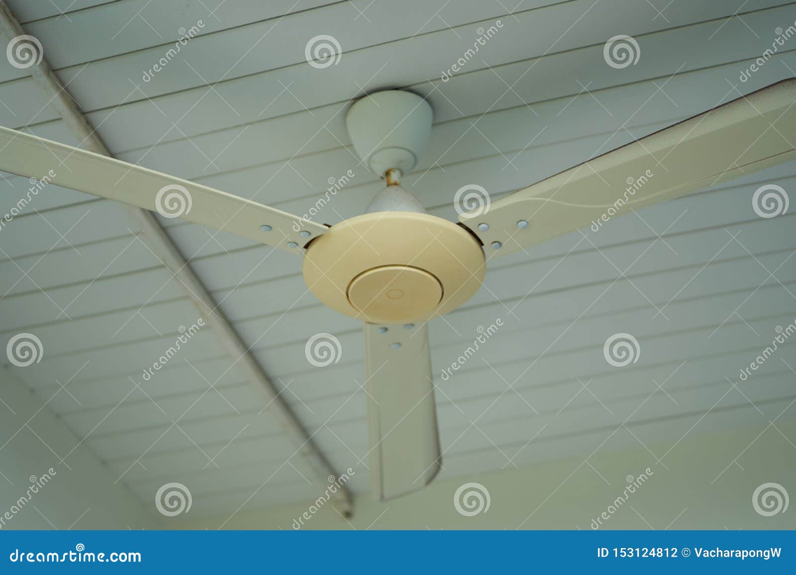 Vintage Ceiling Fan in Turn Off Mode Stock Photo - Image of cooling ...