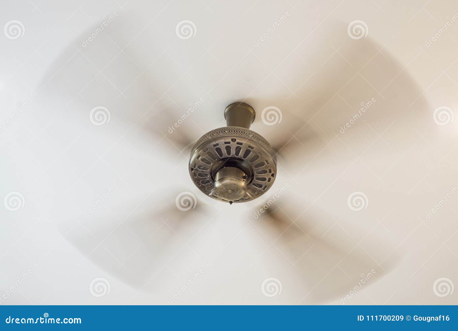 Ceiling fan turned on stock image. Image of metal, ceiling - 111700209