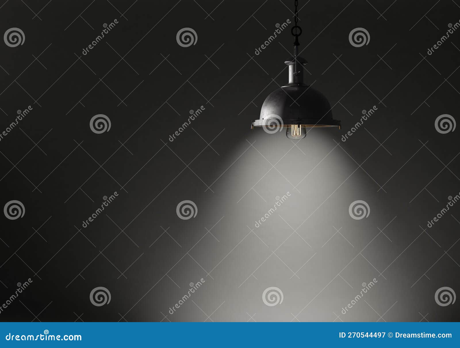 A Vintage Ceiling Light in a Dark Room Stock Illustration ...