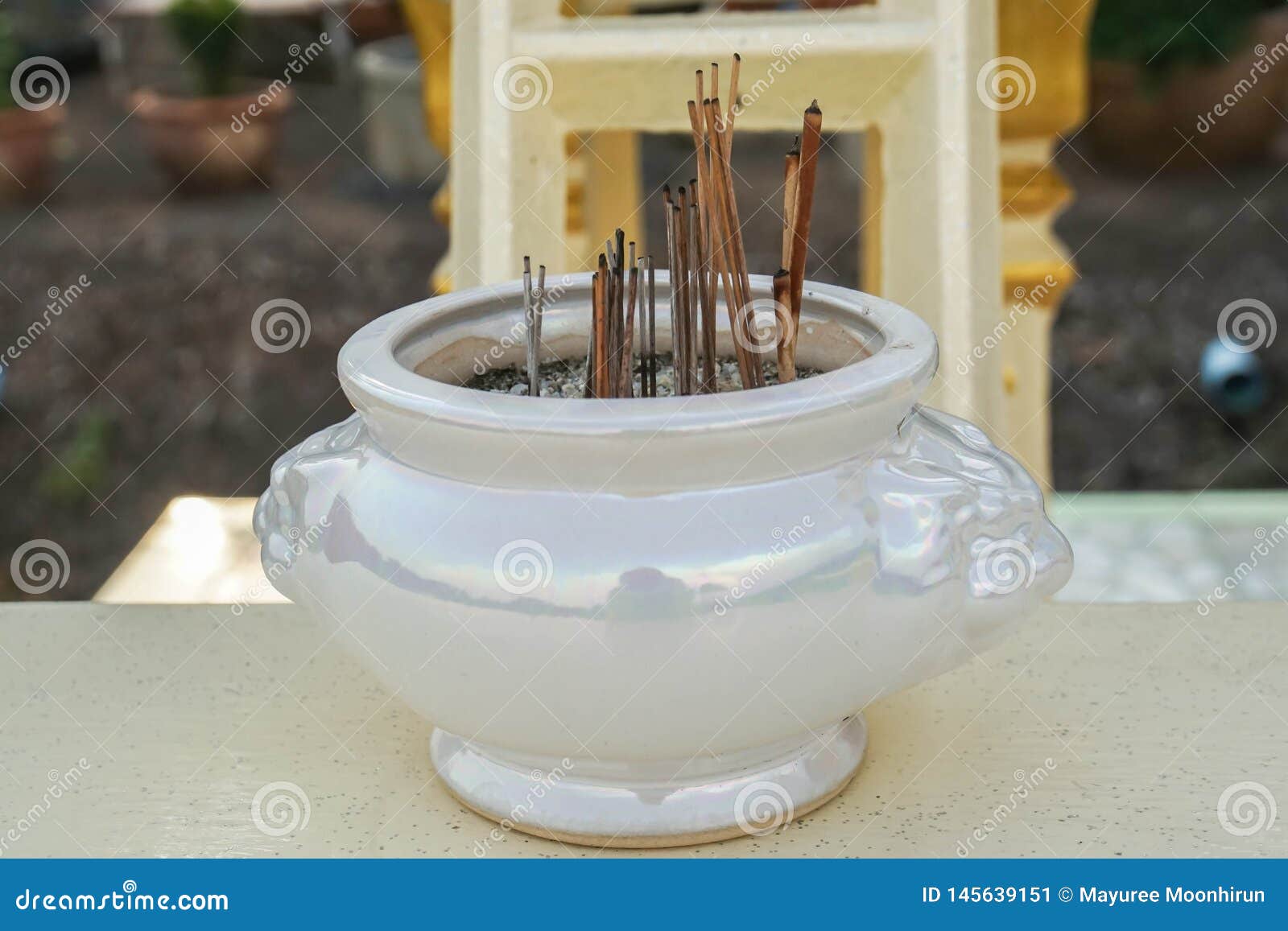 Vintage Ceramic Joss Stick Pot for Holy Stock Image - Image of bangkok ...