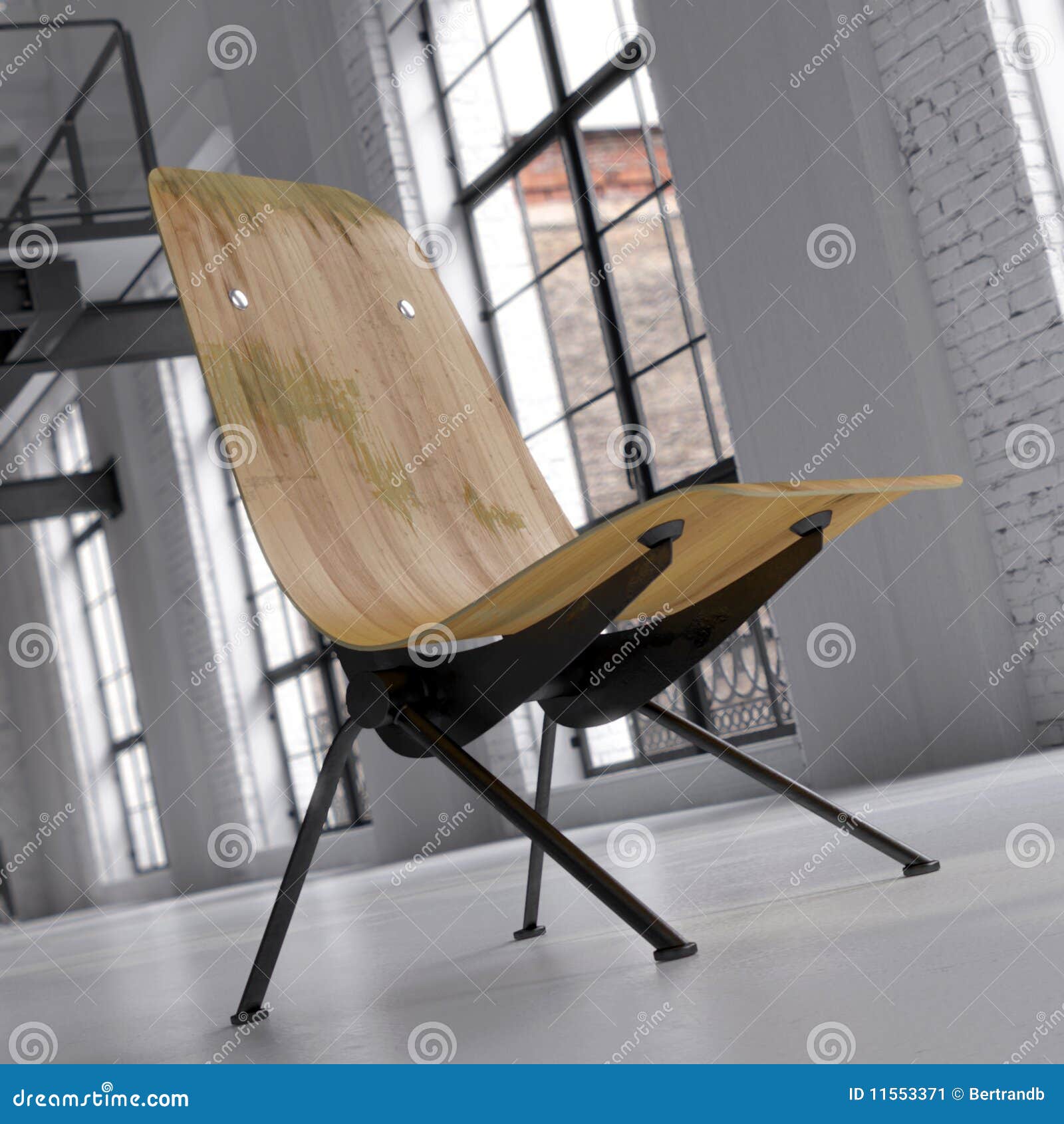 Vintage Chair in Converted Loft Stock Illustration - Illustration of ...