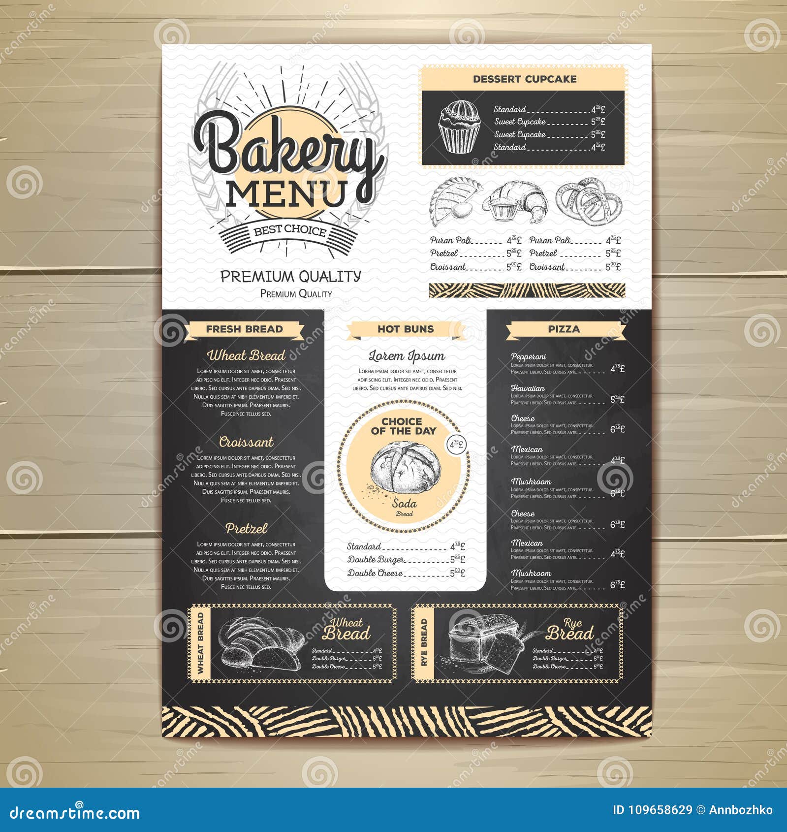 Vintage Chalk Drawing Bakery Menu Design. Restaurant Menu Stock Vector ...