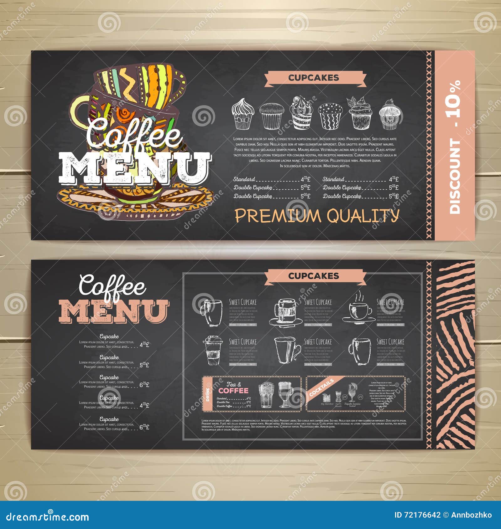 Vintage Chalk Drawing Coffee Menu Design. Stock Vector - Illustration ...