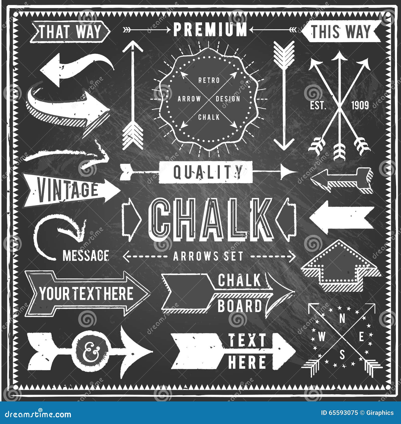 Vintage Chalkboard Arrows stock vector. Illustration of drawn - 65593075