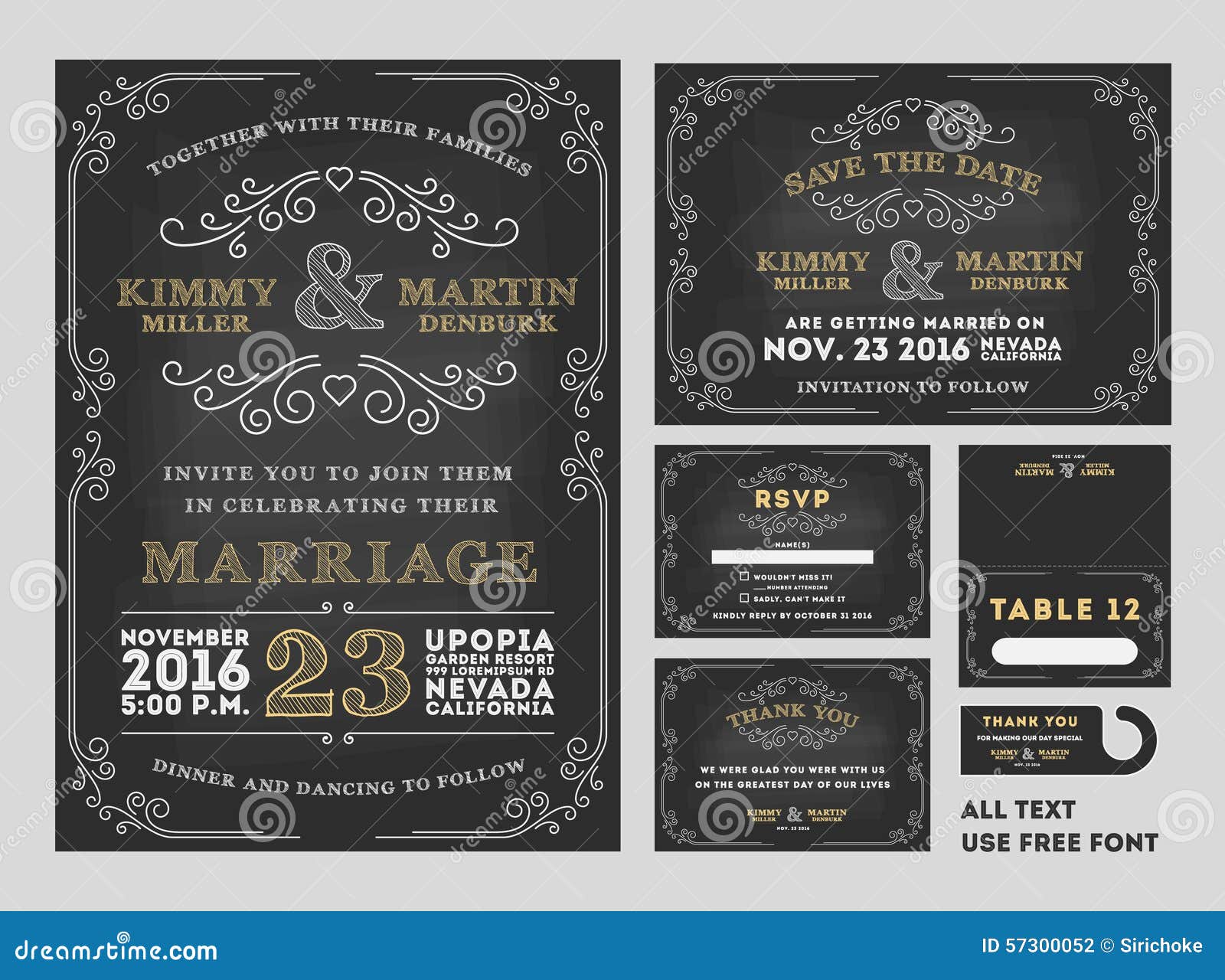 Vintage Chalkboard Wedding Invitation Card Background Cartoon Vector ... Vintage Chalkboard Wedding Invitation Card Background Cartoon Vector ...
