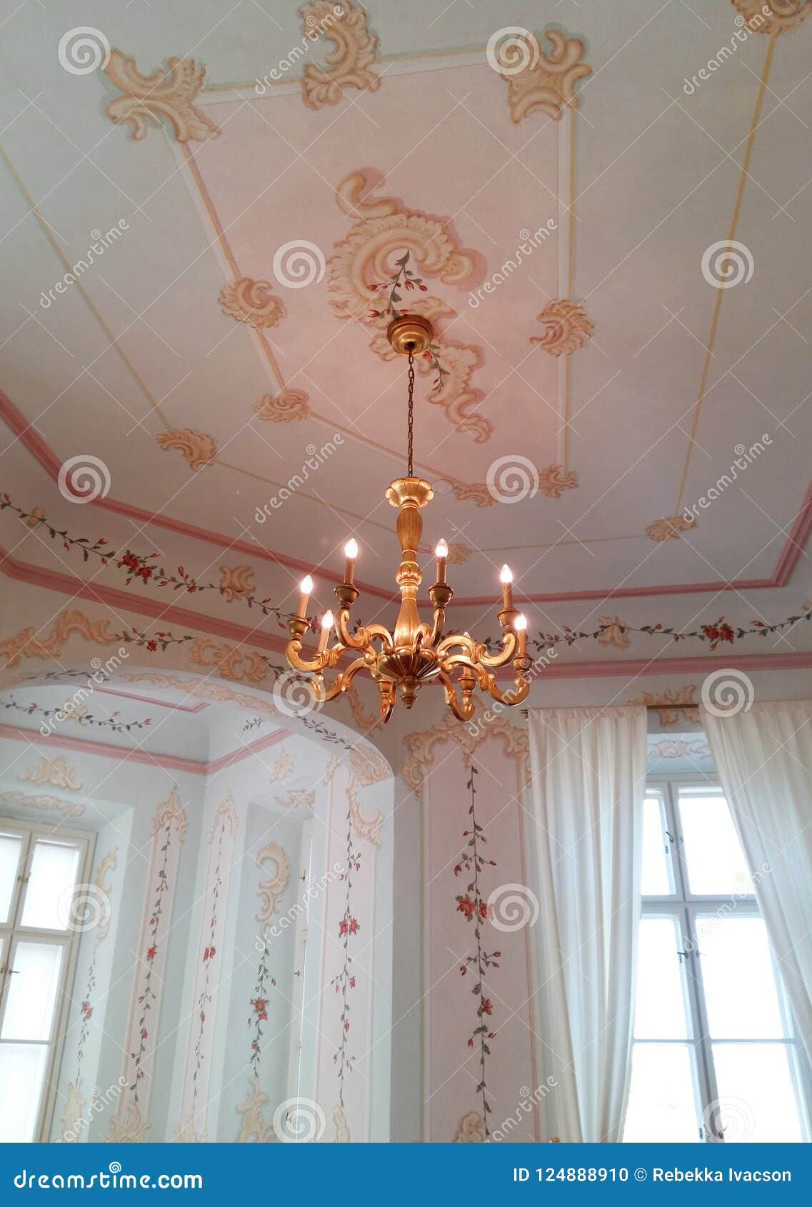 Vintage Chandelier Hanging on Ceiling Stock Photo - Image of vintage ...