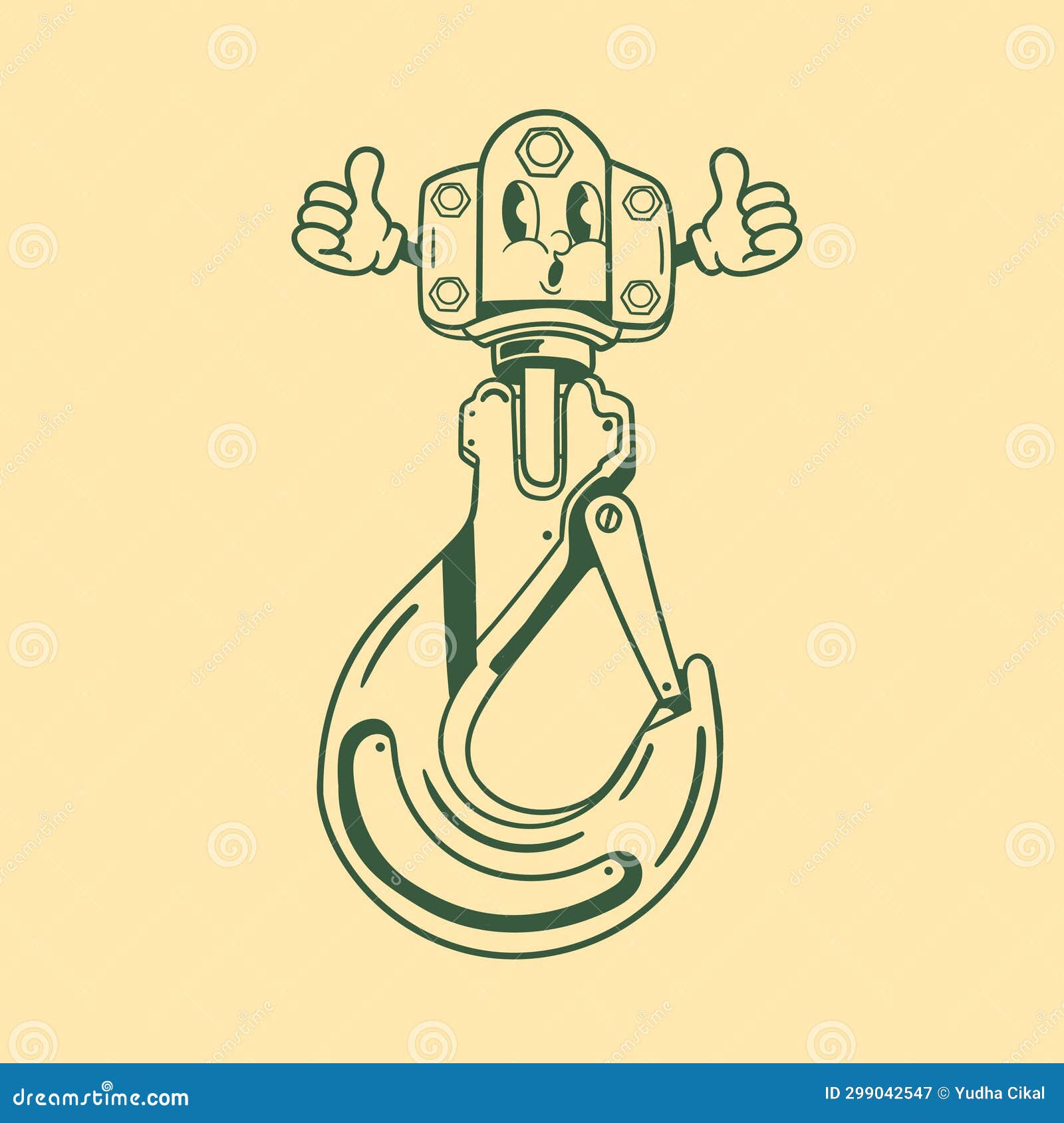 Vintage Character Design of Lifting Hook Stock Illustration ...