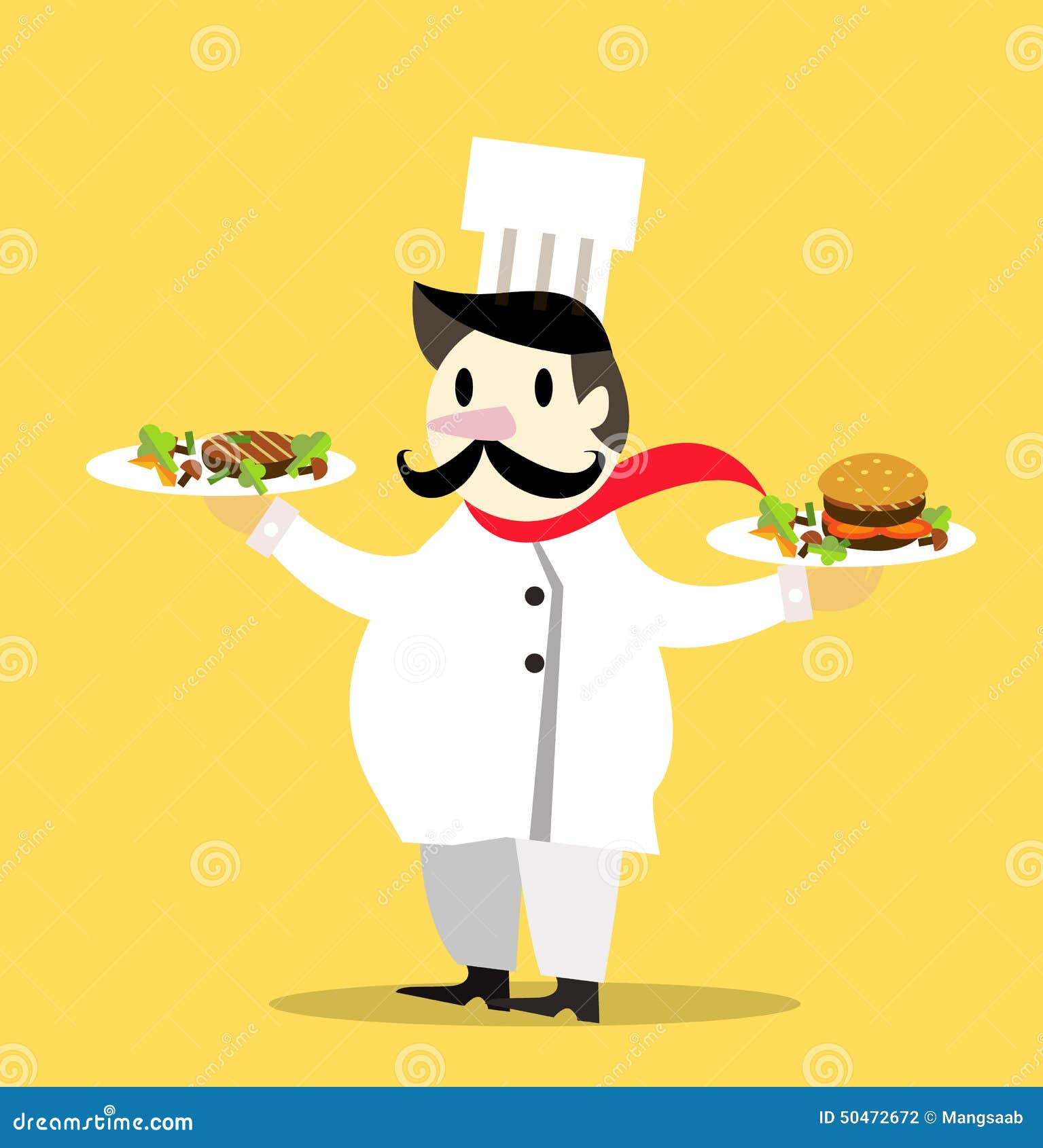 Vintage Chef Cook and Serving Special Dish. Stock Vector - Illustration ...