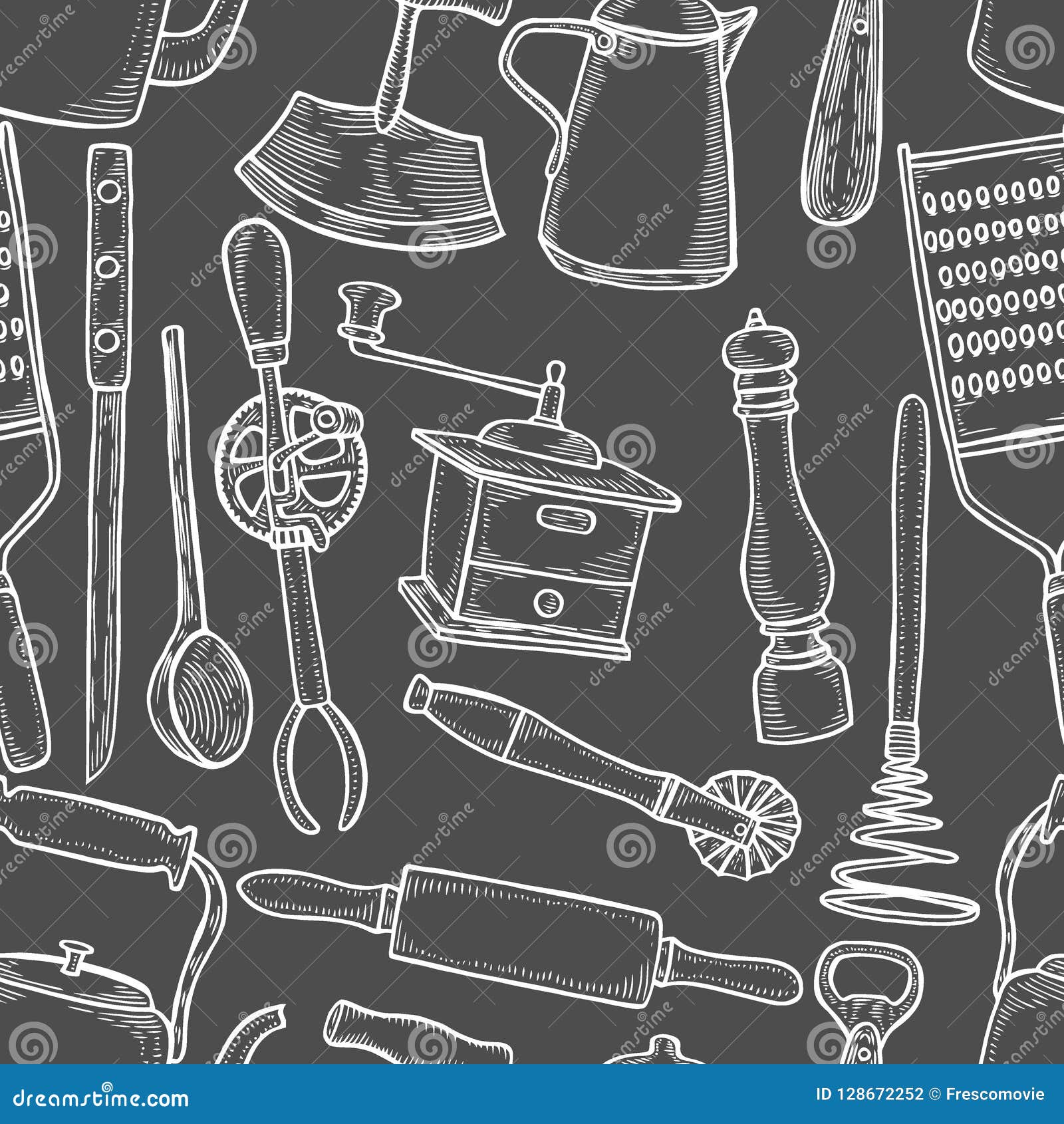 Vintage Chef Tools Pattern stock vector. Illustration of cookery ...