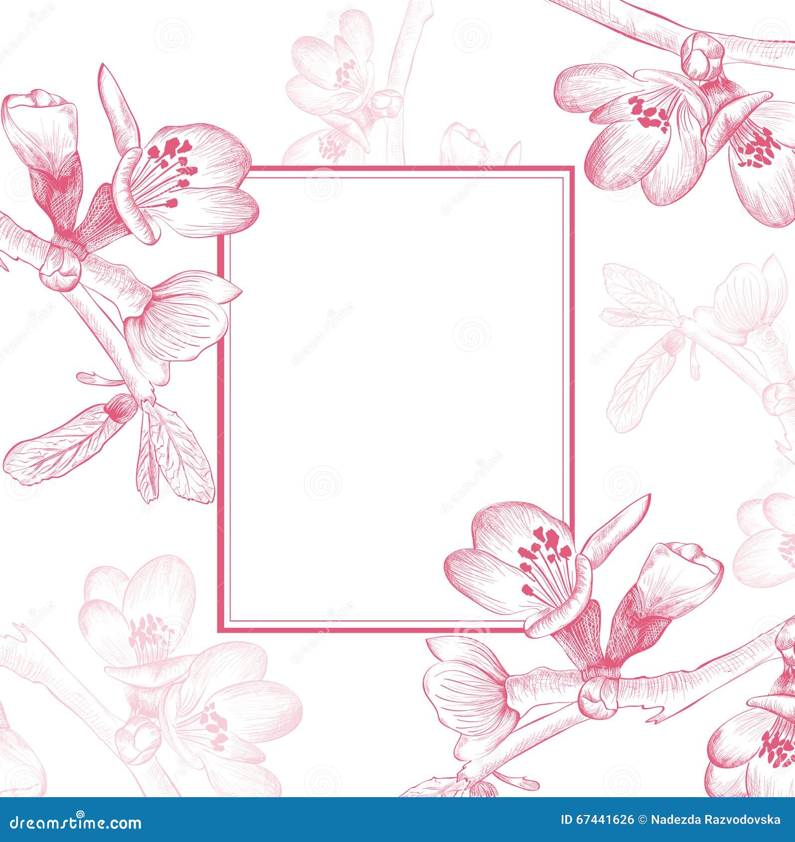 Vintage Cherry Blossom Flower Border Stock Vector - Illustration of ...