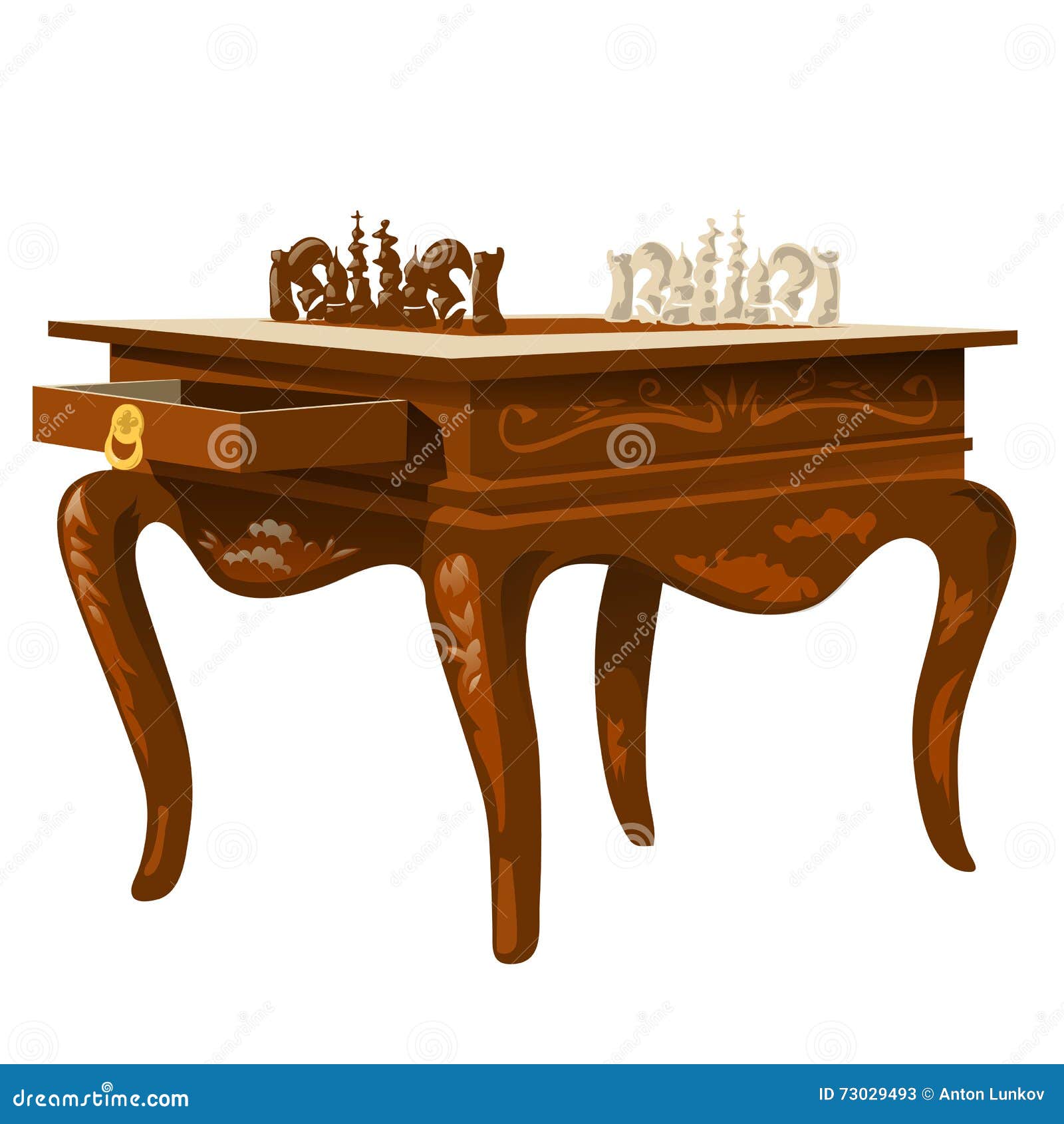 Vintage Chess Table with a Secret Locker Stock Vector - Illustration of ...