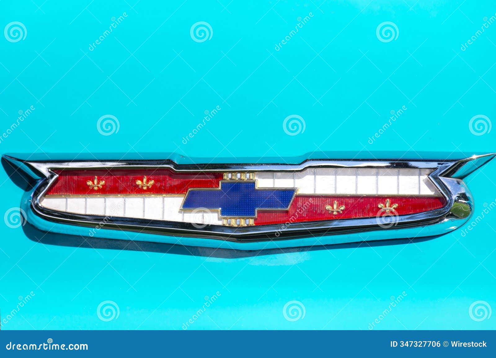 Vintage Chevrolet Trunk Emblem on a Light-blue Background Editorial ...