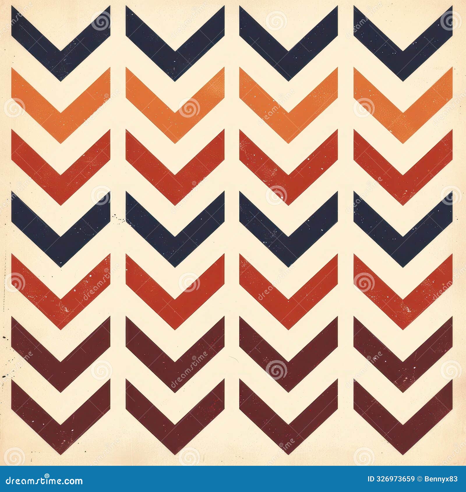 Vintage Chevron Pattern in Red, Blue, and Orange Stock Illustration ...