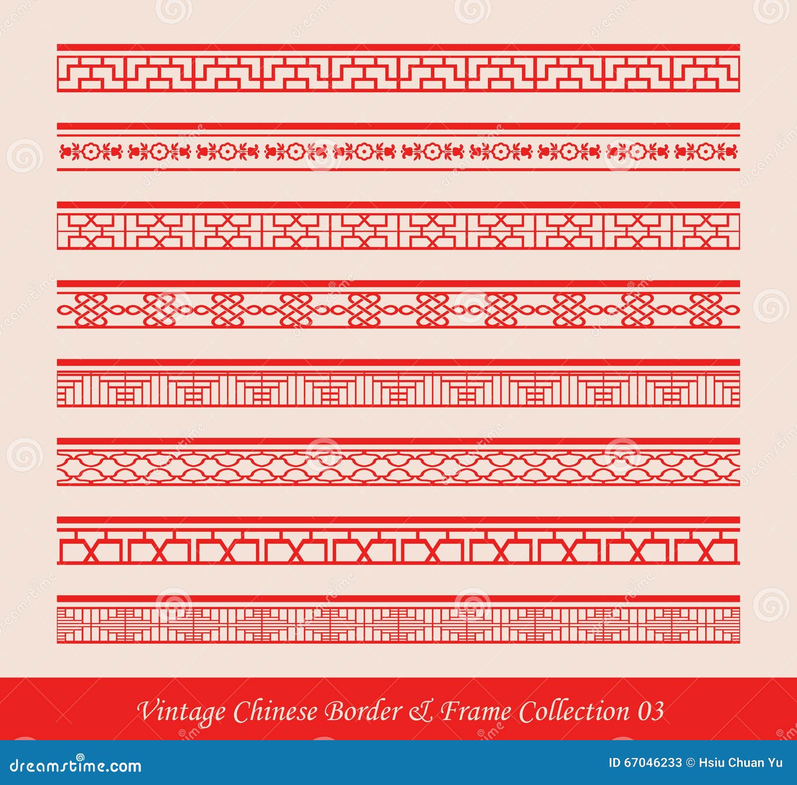 Vintage Chinese Border Frame Vector Collection 03 Stock Vector ...