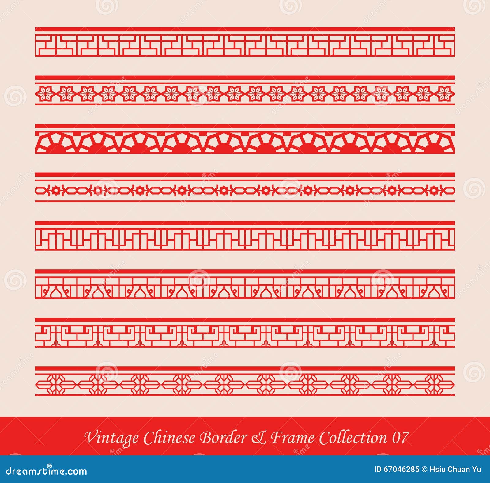 Vintage Chinese Border Frame Vector Collection 07 Stock Vector ...