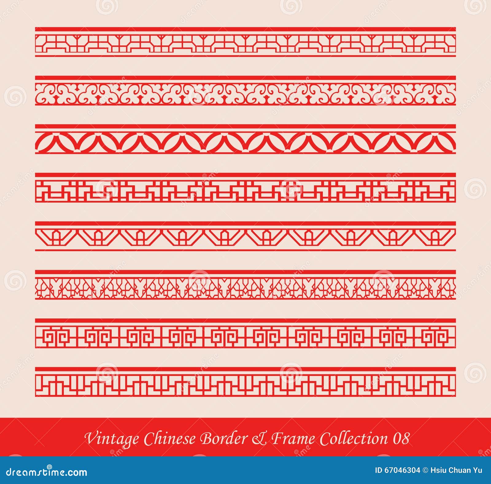 Vintage Chinese Border Frame Vector Collection 08 Stock Vector ...