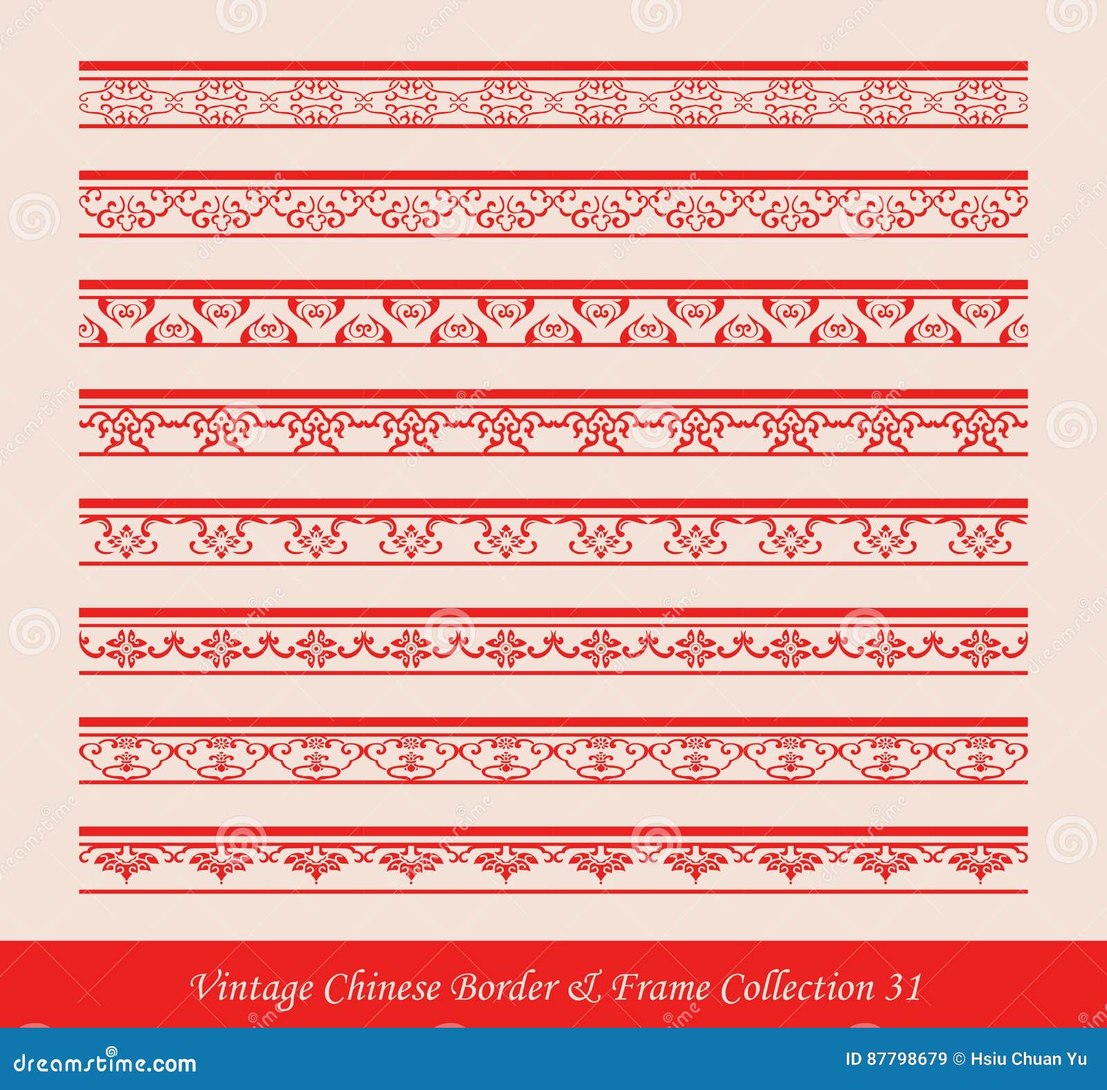 Vintage Chinese Border Frame Vector Collection Stock Vector ...