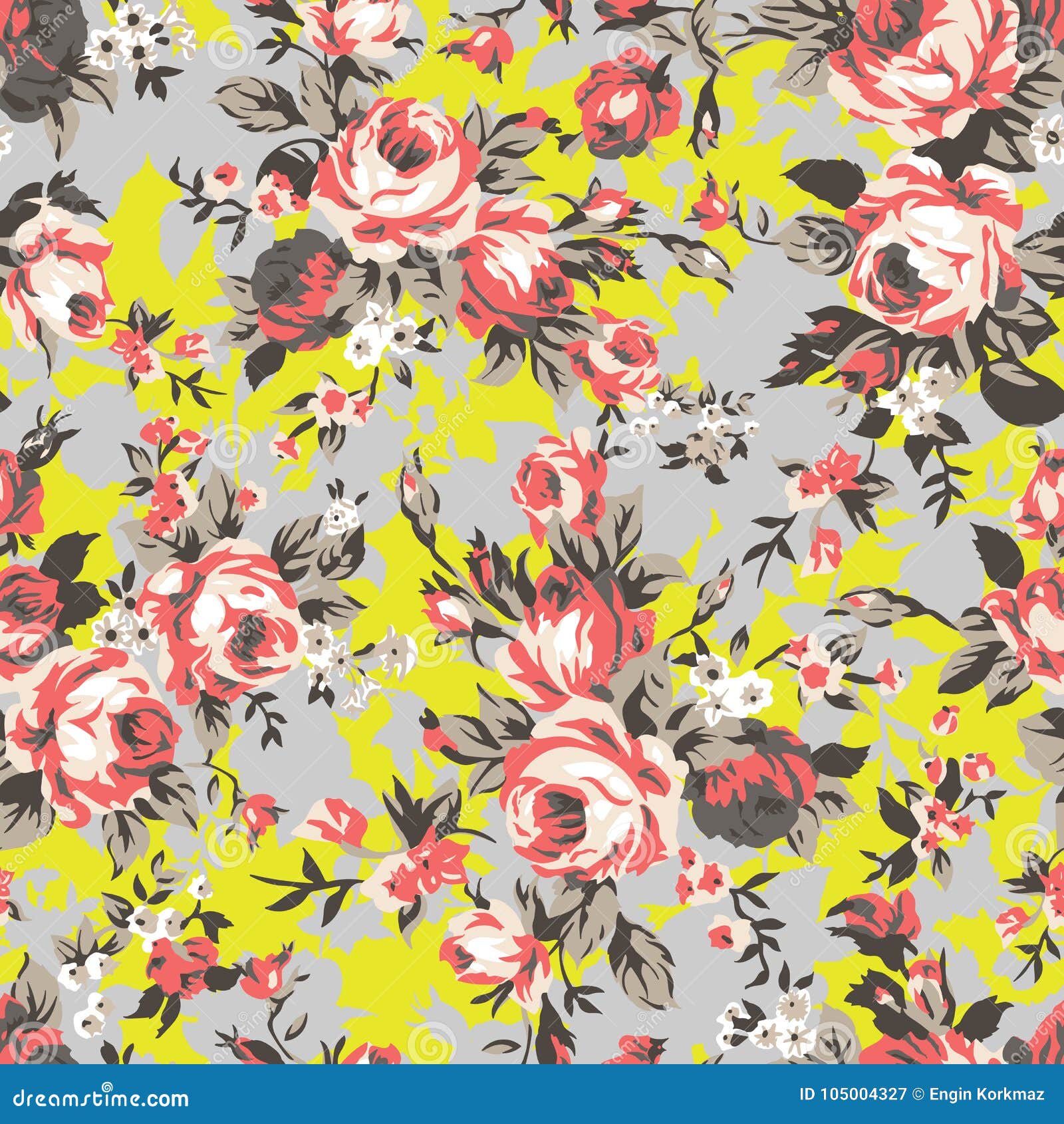 Vintage Chintz Roses Seamless Pattern Stock Vector - Illustration of ...