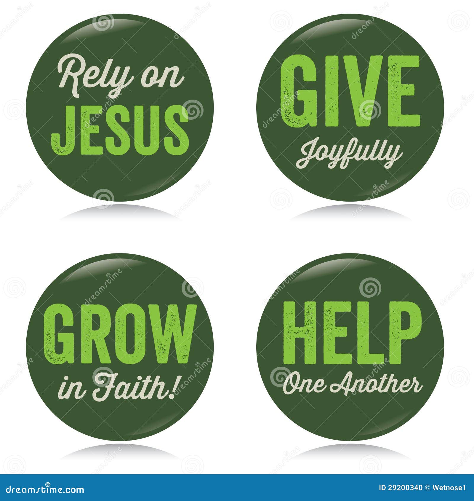 Vintage Christian Buttons, Green Stock Vector - Illustration of green ...