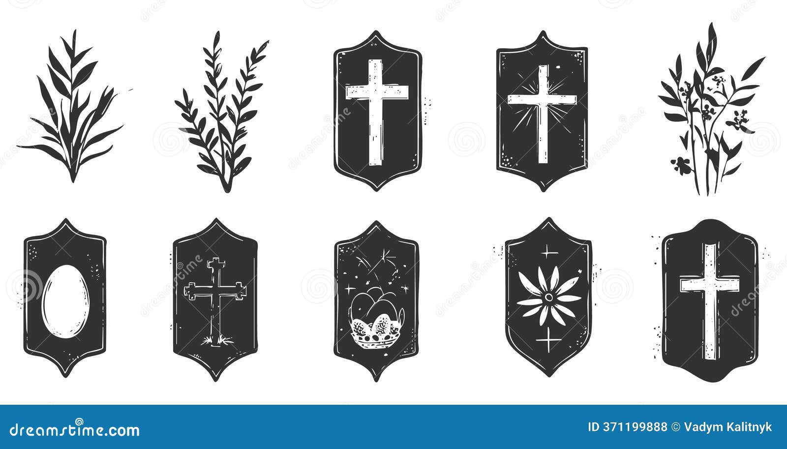 Vintage Christian Crosses Vector Logos Or Emblems, Heraldic Design ...