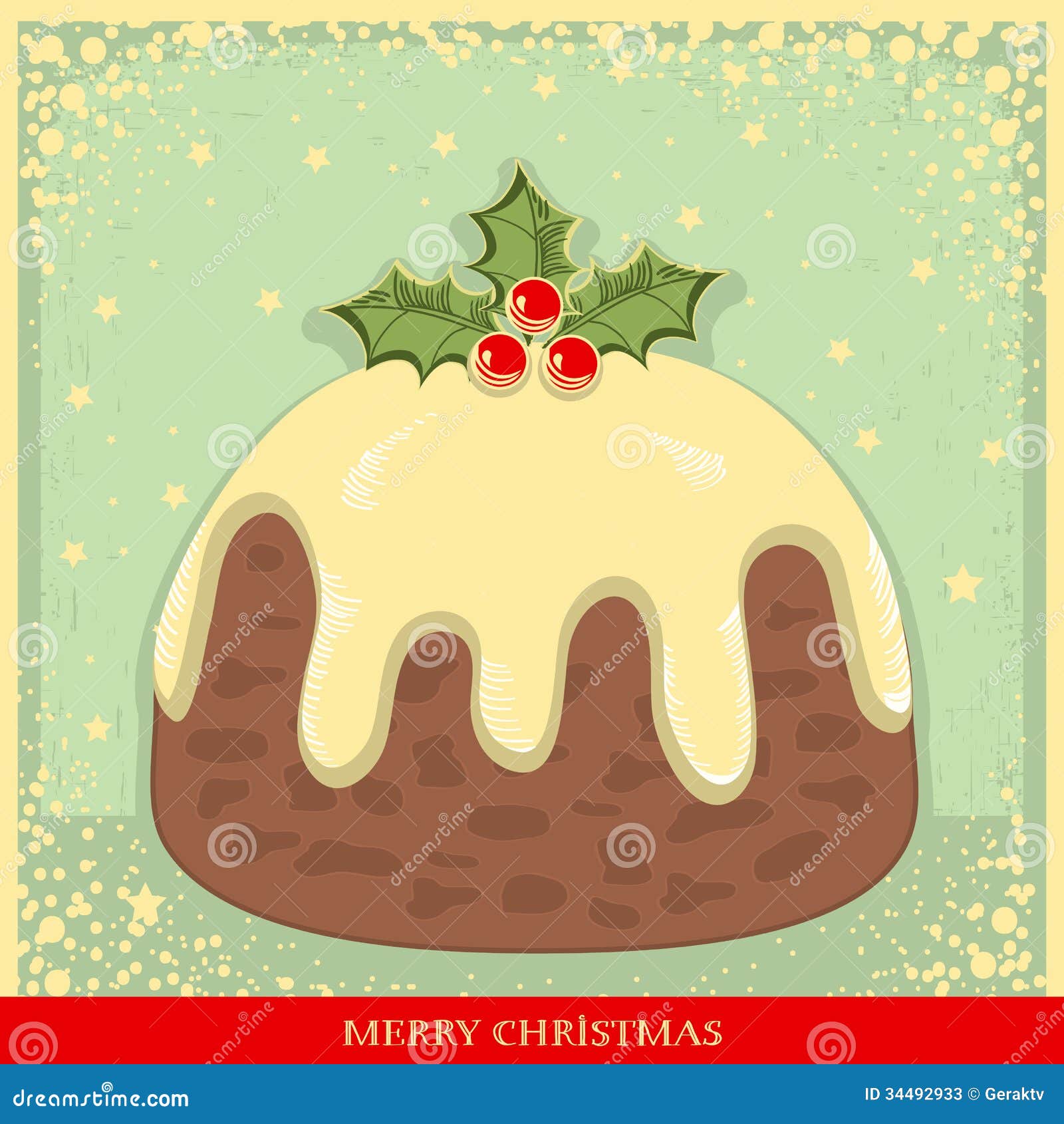 Vintage Christmas Pudding Snow Frame Stock Vector - Illustration of ...