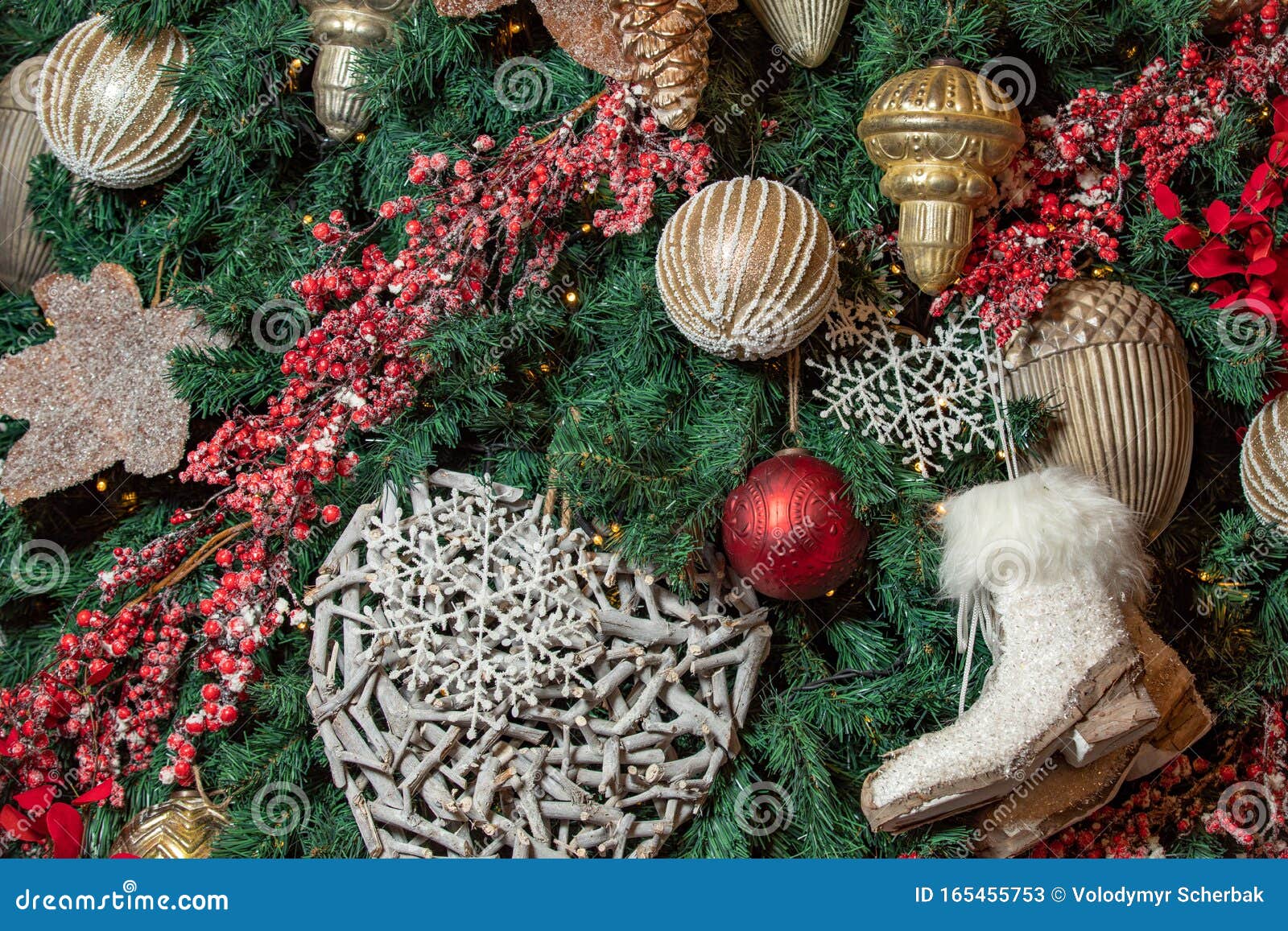 Vintage Christmas-tree Decorations on a Christmas Fur-tree Stock Image ...
