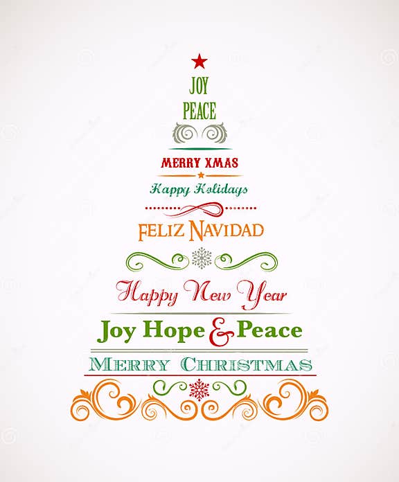 Vintage Christmas Tree with Text and Elements Stock Vector ...