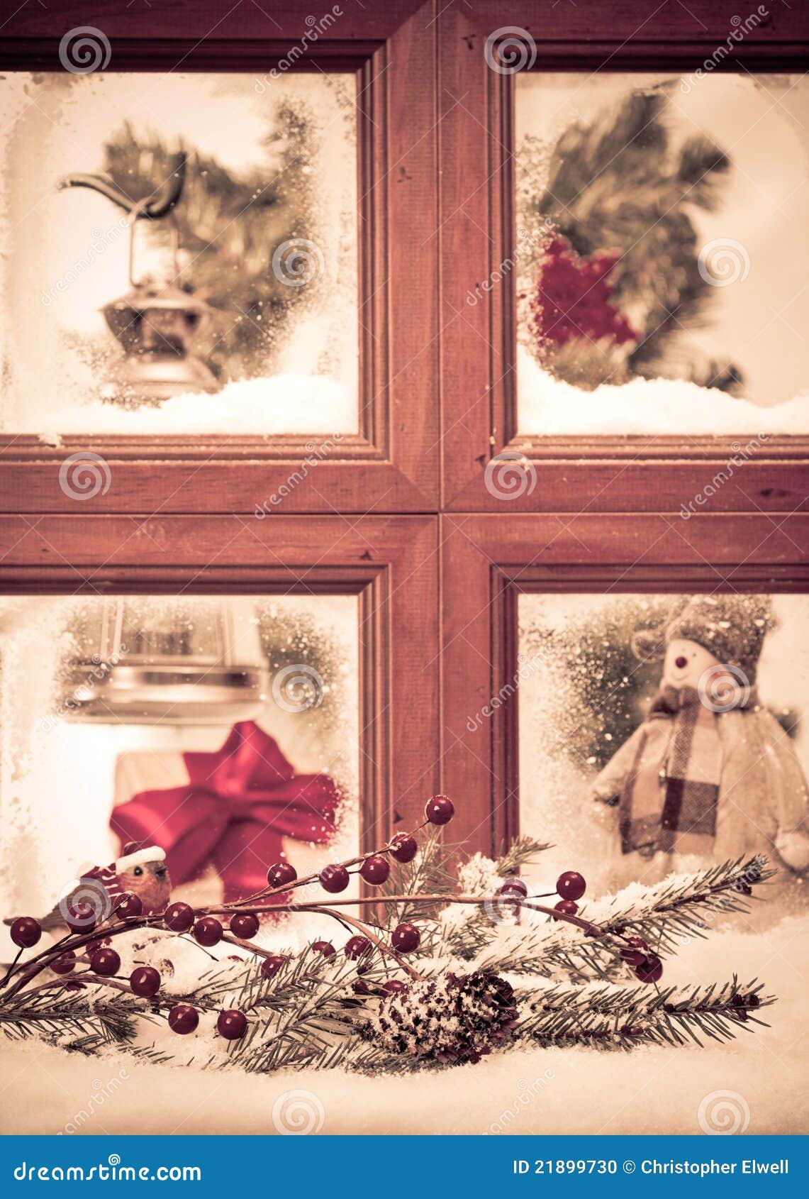 Vintage Christmas Window stock photo. Image of ornament - 21899730